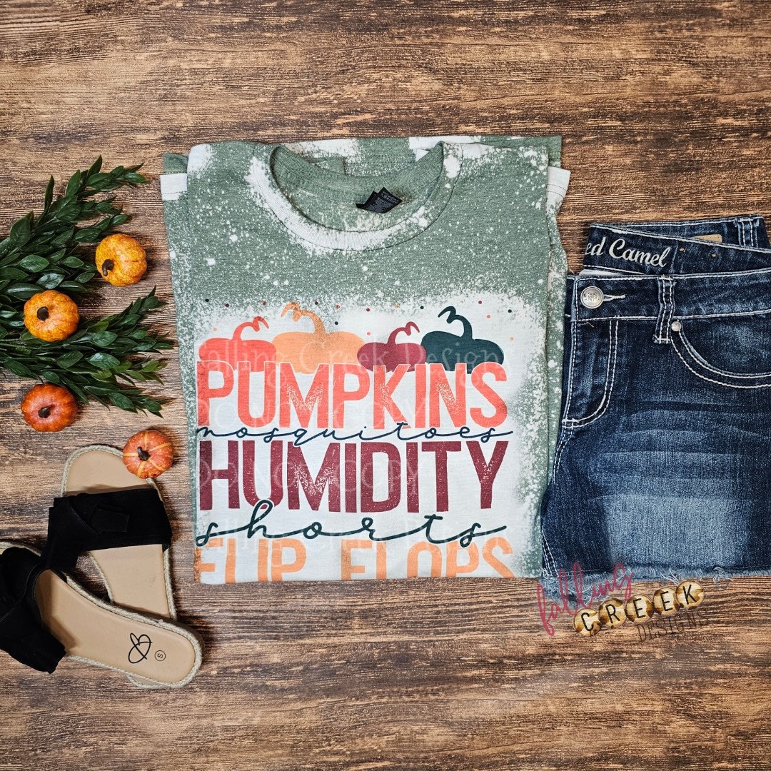 Fall in the South, Funny Autumn Weather T-shirt. Pumpkins, Mosquitoes ...