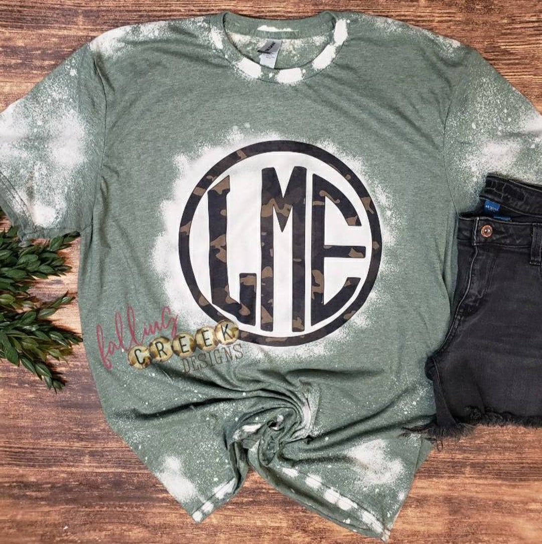 Camo Monogram Bleach Graphic Tshirt. Hunting Season Shirt, Hunt Wife ...
