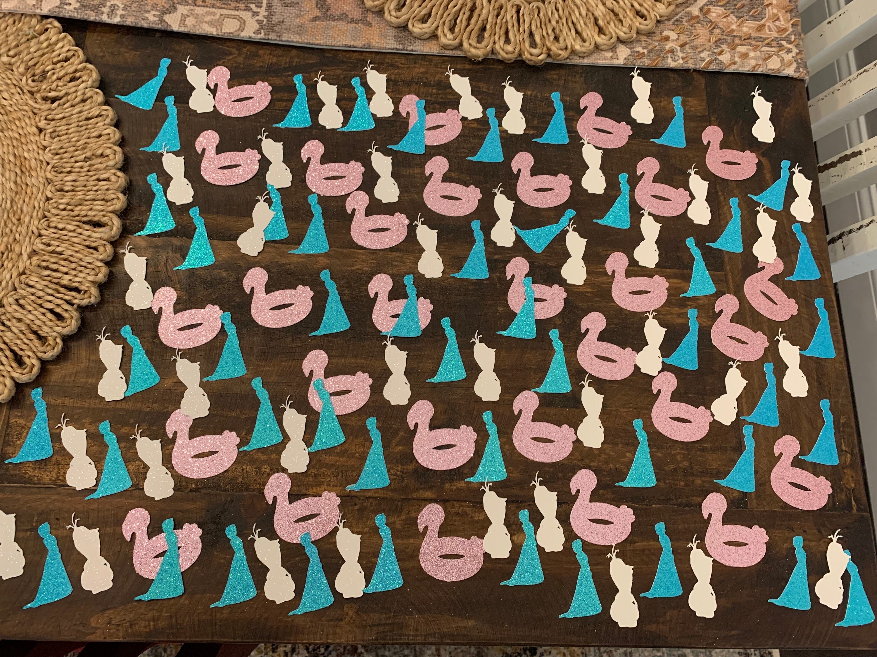 Elsa Pool Party Glitter Confetti, Elsa and Olaf With Flamingo Pool ...