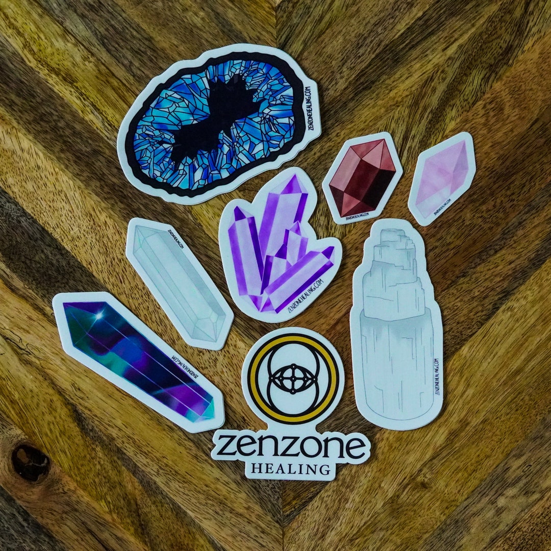 Crystal Sticker Pack Vinyl Die-cut Waterproof Hand-drawn Amethyst Red ...