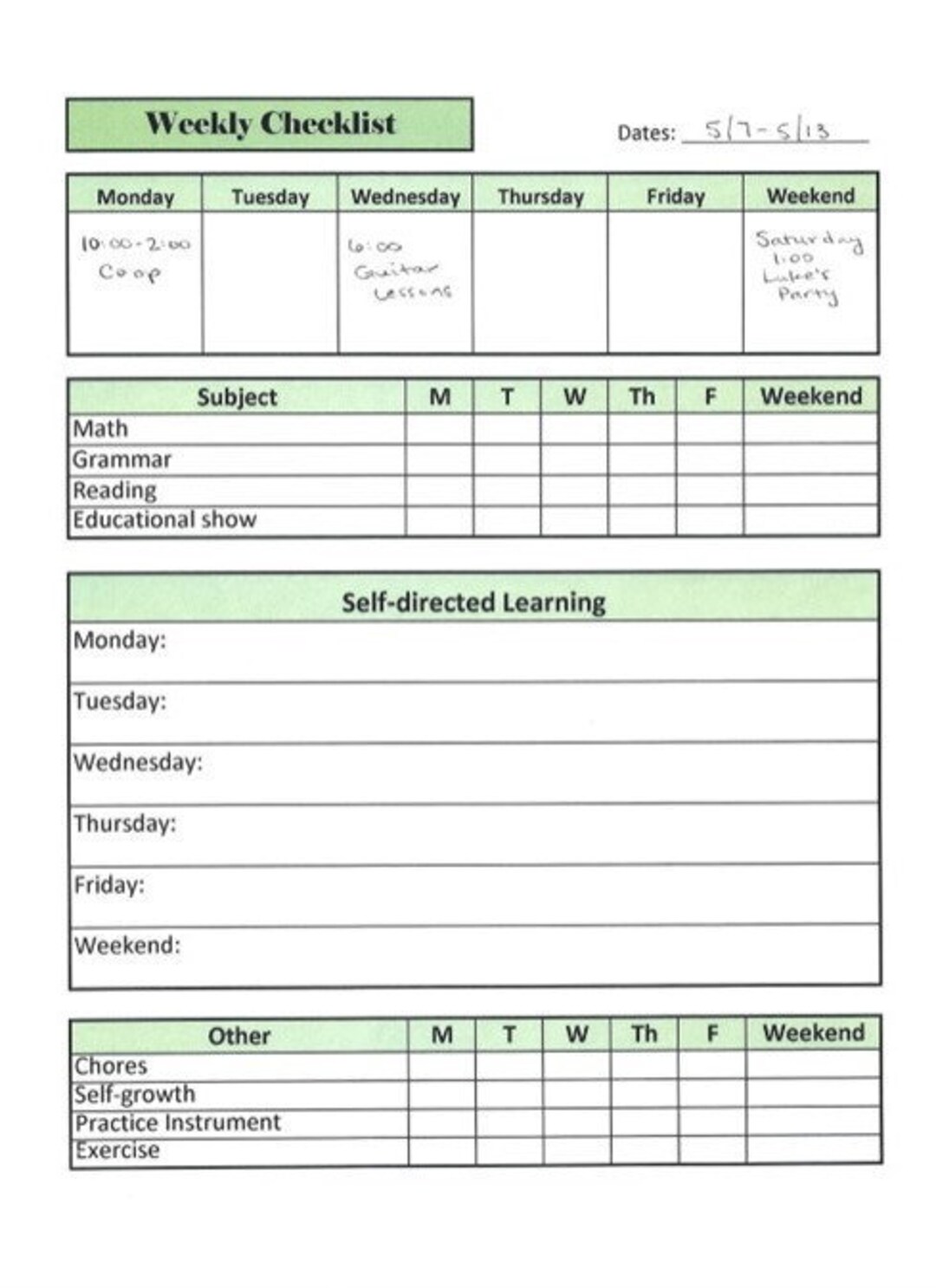 Homeschool Planner Sheet (editable) - Etsy