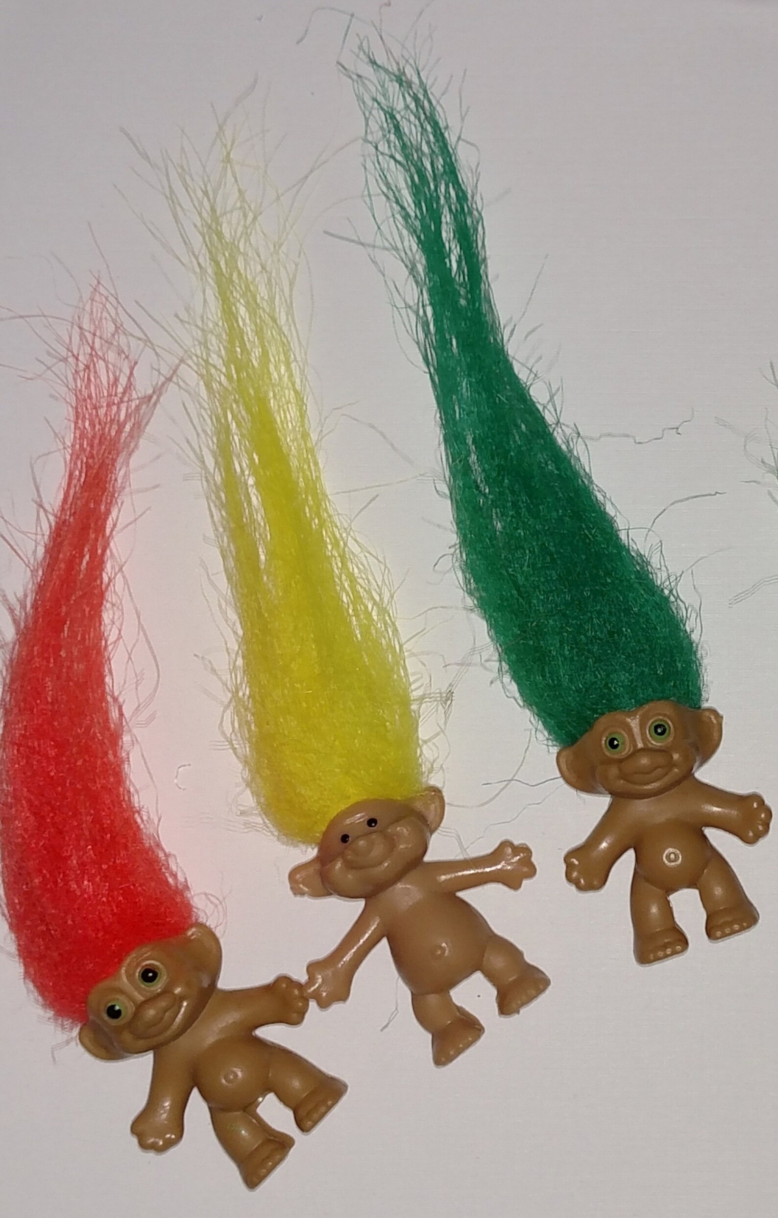 7 Vintage Mini Troll Dolls Naranja Amarillo Verde Cabello | Etsy