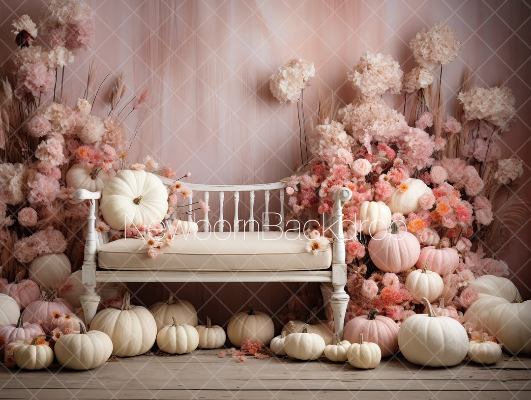 Pink Fall Digital Backdrop, Newborn Backdrop, Fall Rustic Backdrop ...