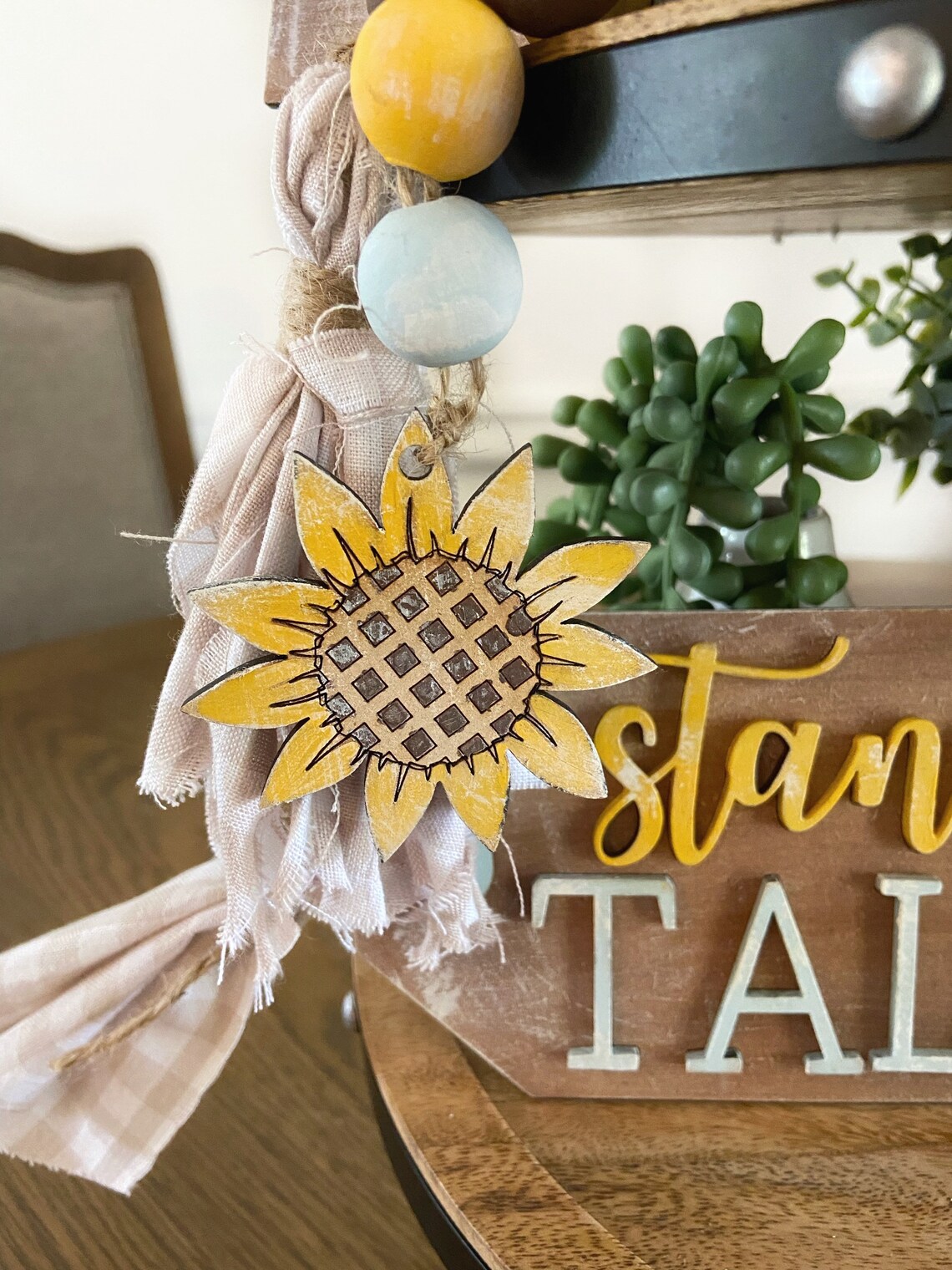 Sunflower Wooden Bead Garland Fall Beaded Garland Sunflower | Etsy