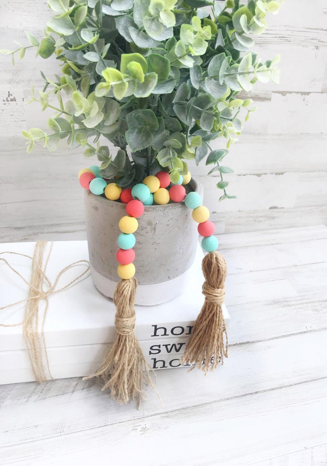 Spring Garland Tiered Tray Decor, Spring Decor Tassel Garland, Wood ...