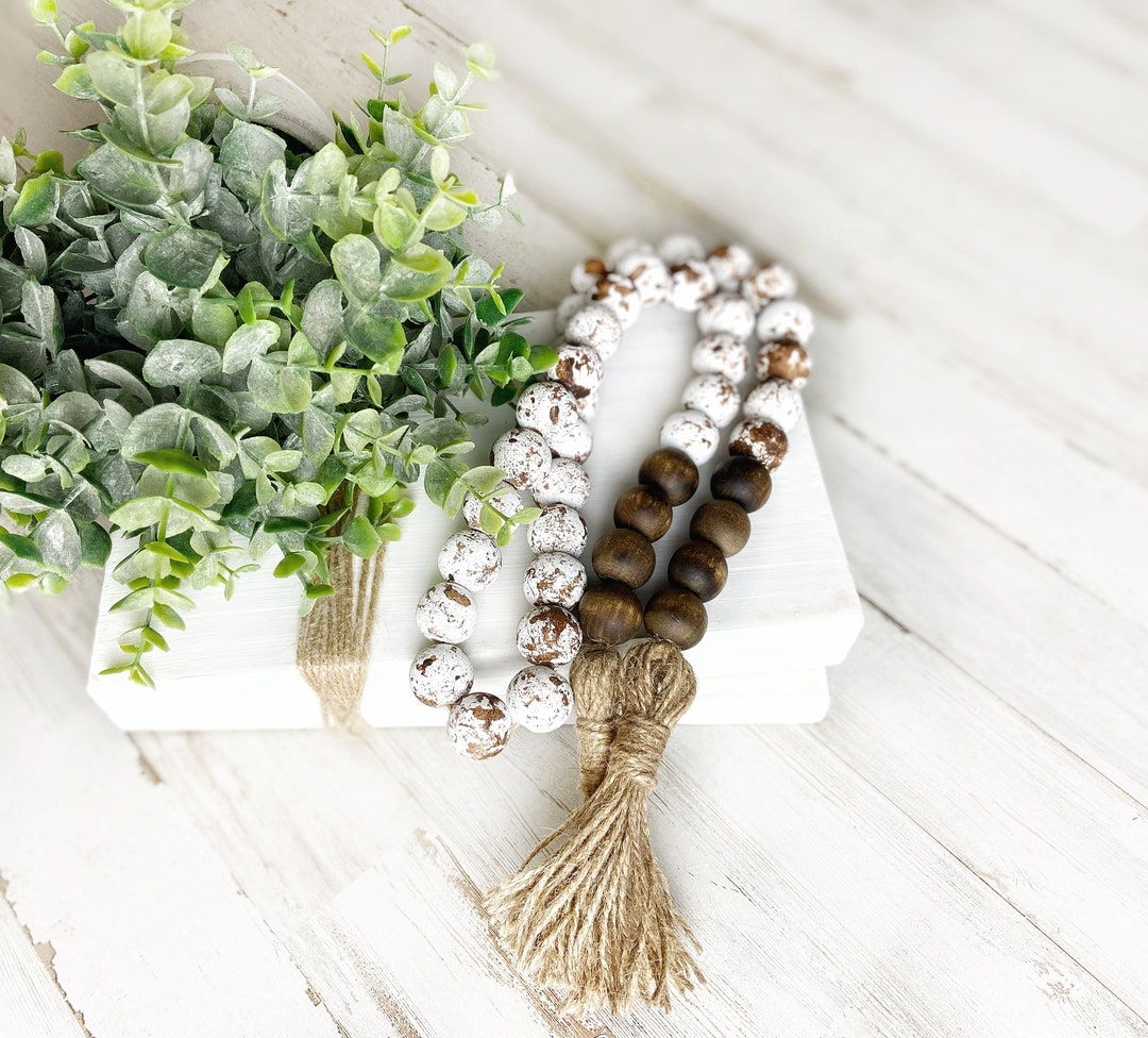 Wooden Bead Garland, Coffee Table Decor, Wood Bead Garland, Bookshelf ...