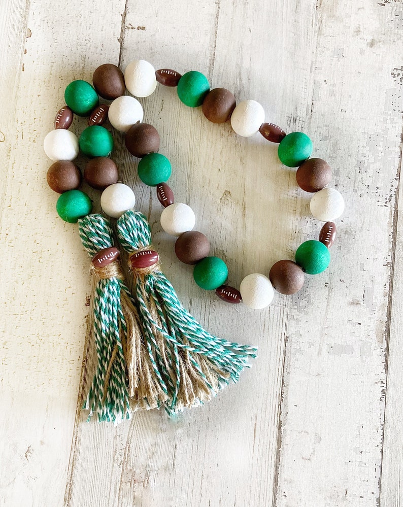 Football Wooden Bead Garland Beaded Garland Fall Garland - Etsy