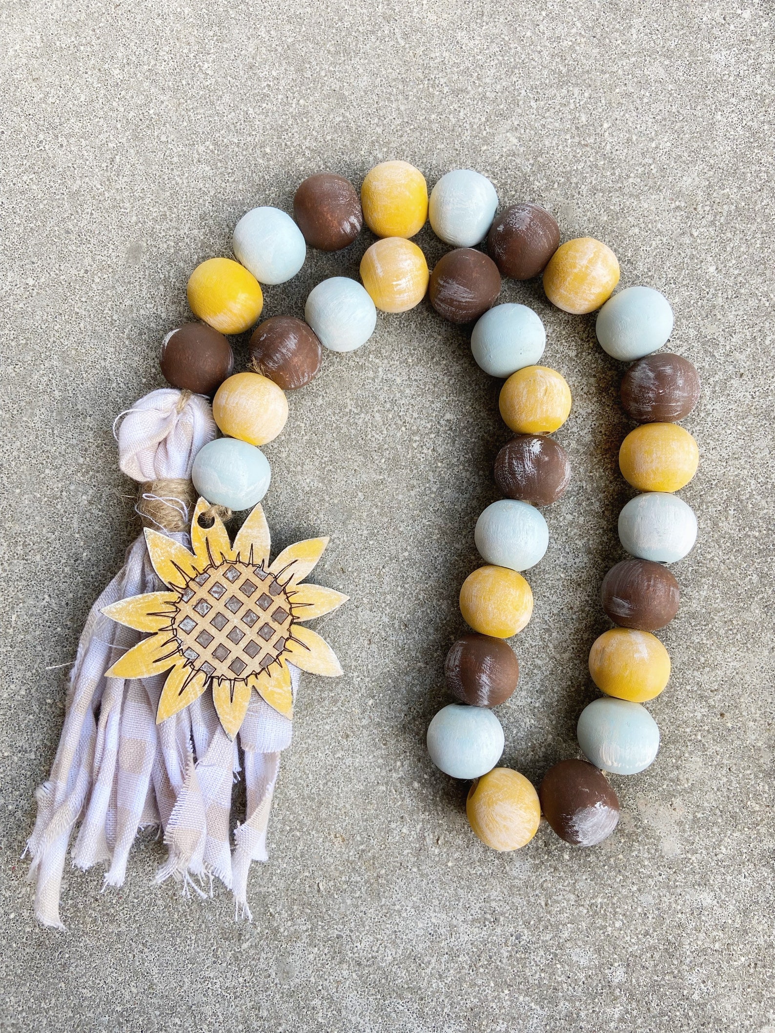 Sunflower Wooden Bead Garland, Fall Beaded Garland, Sunflower Tiered ...