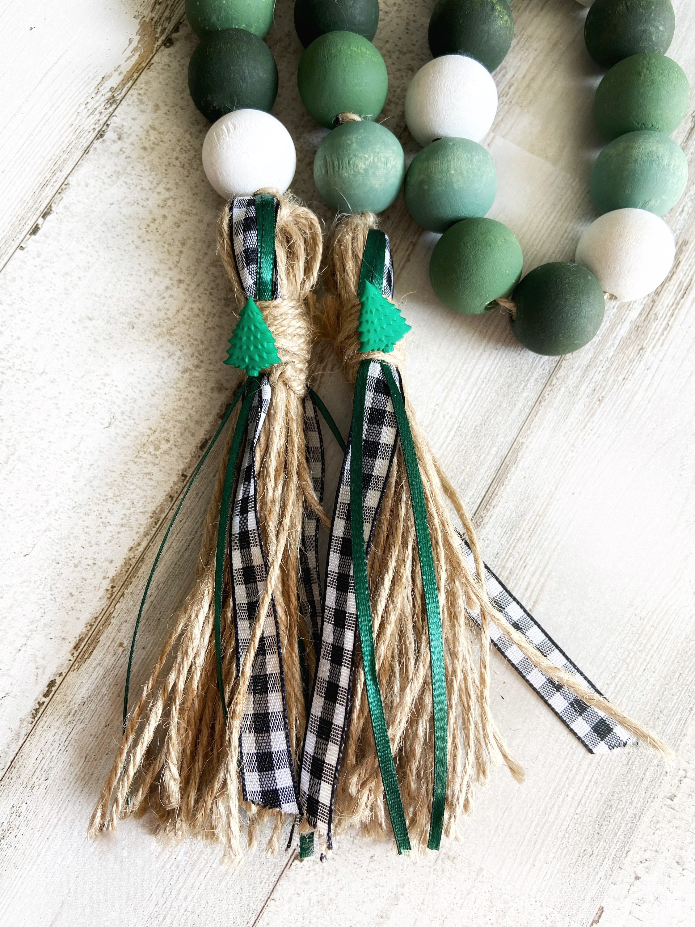 Mini Christmas Tree Christmas Garland Green Bead Garland | Etsy