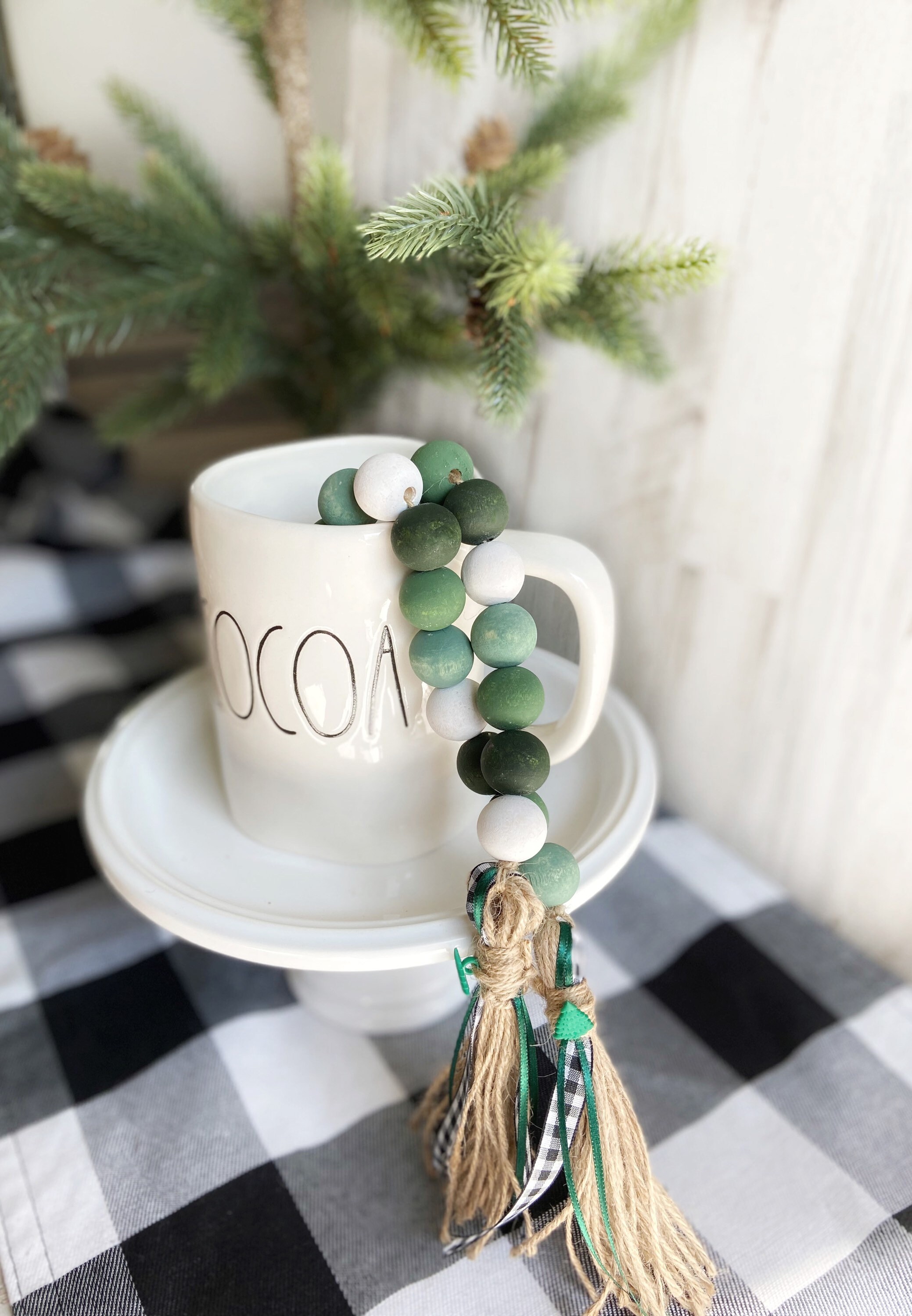 Mini Christmas Tree Christmas Garland Green Bead Garland | Etsy