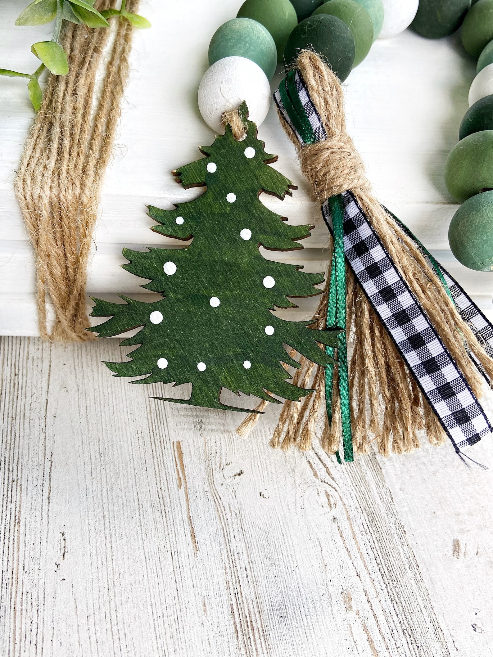 Mini Christmas Tree Christmas Garland Green Bead Garland - Etsy