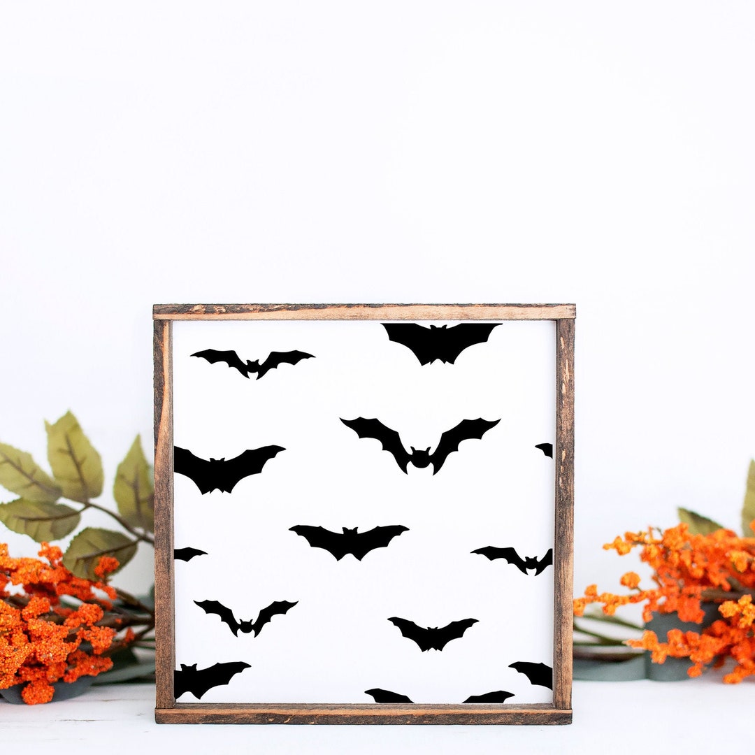 Bat Decor Halloween Sign, Bat Layering Sign, Mini Farmhouse Sign Tiered ...