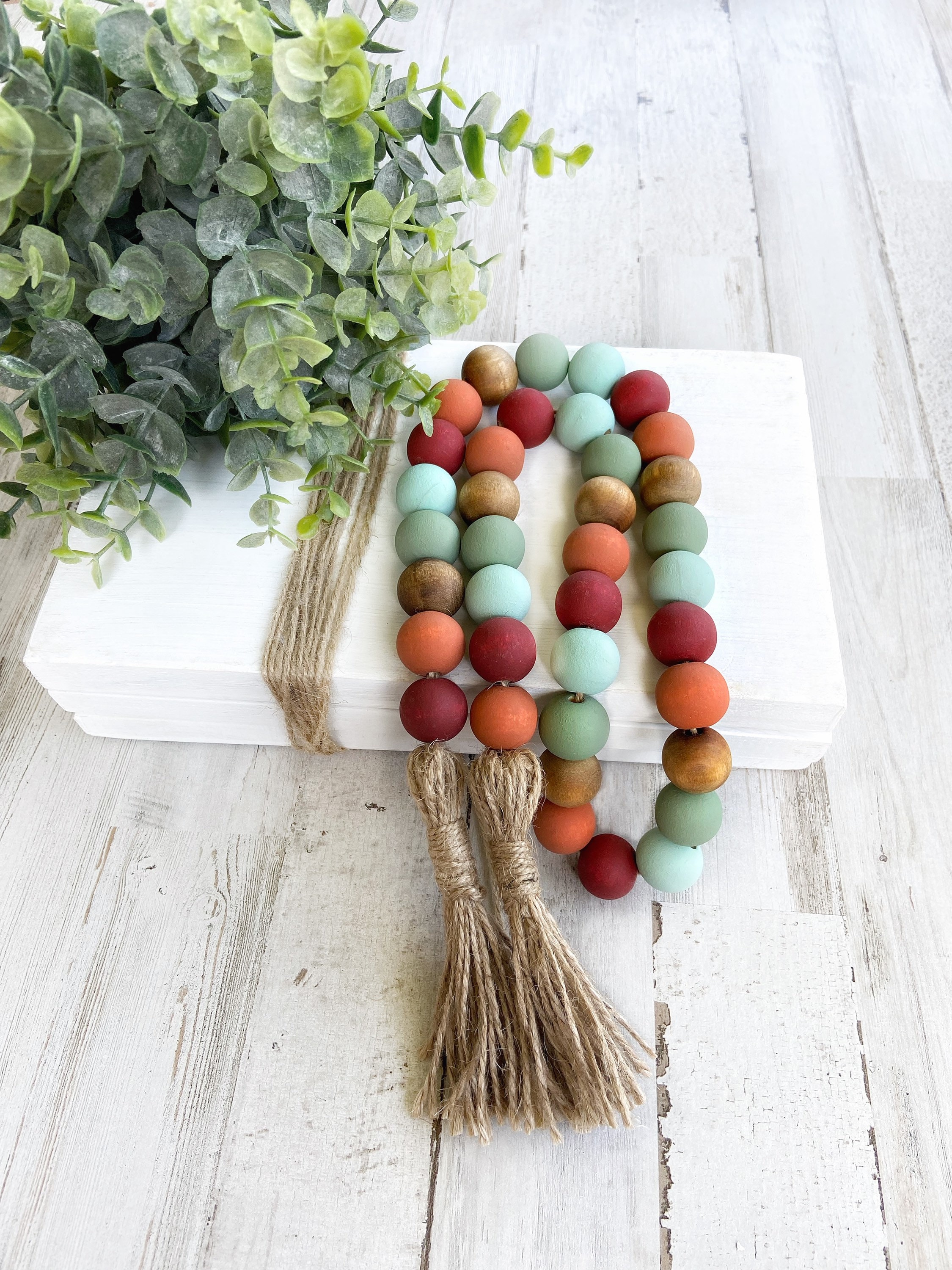 Earth Toned Fall Garland Wooden Bead Garland Coffee Table - Etsy