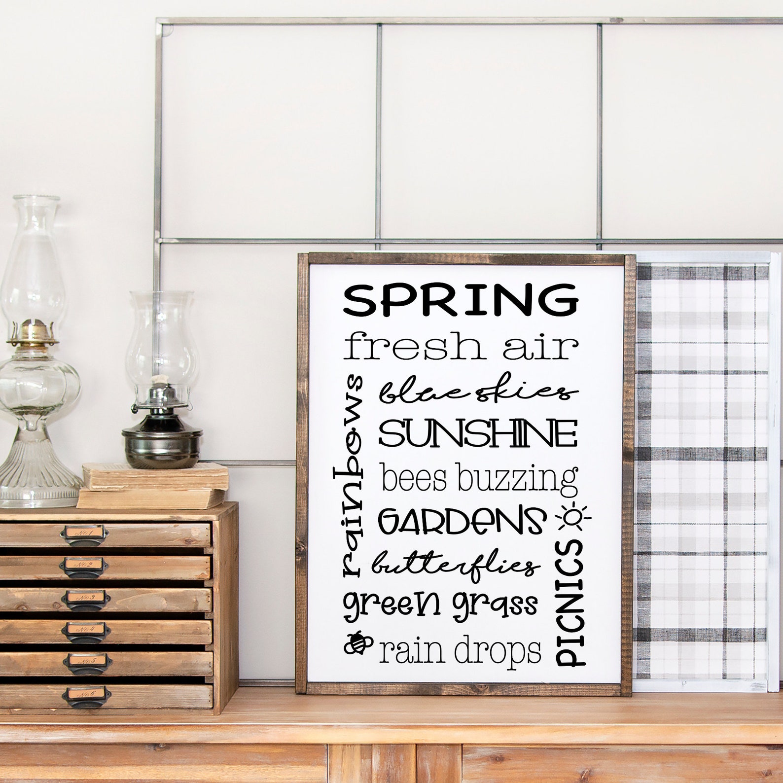 Spring Sign Subway Art Hello Spring Sign Rustic Easter Decor | Etsy