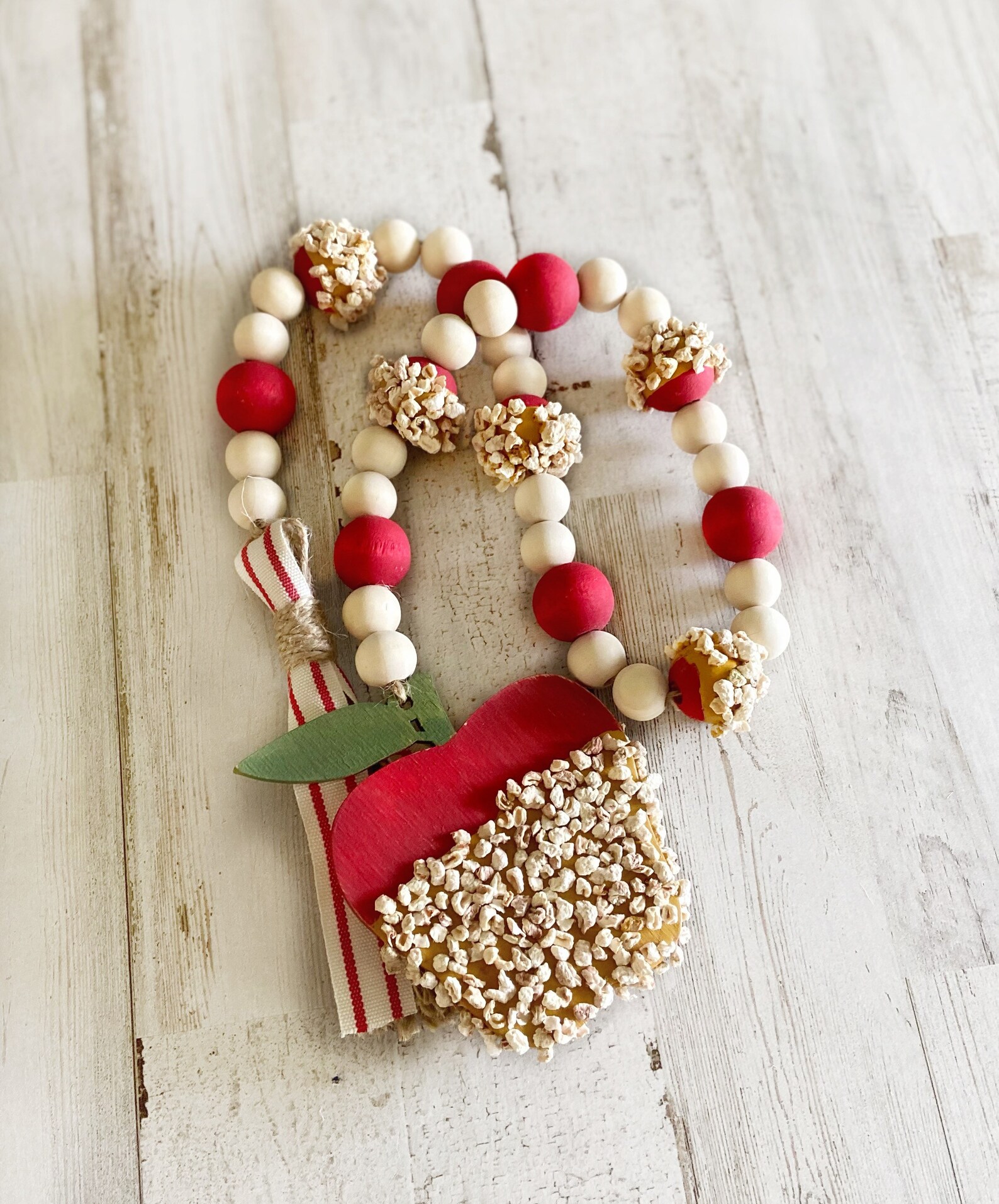 Caramel Apple Fall Garland Farmhouse Wooden Bead Garland | Etsy