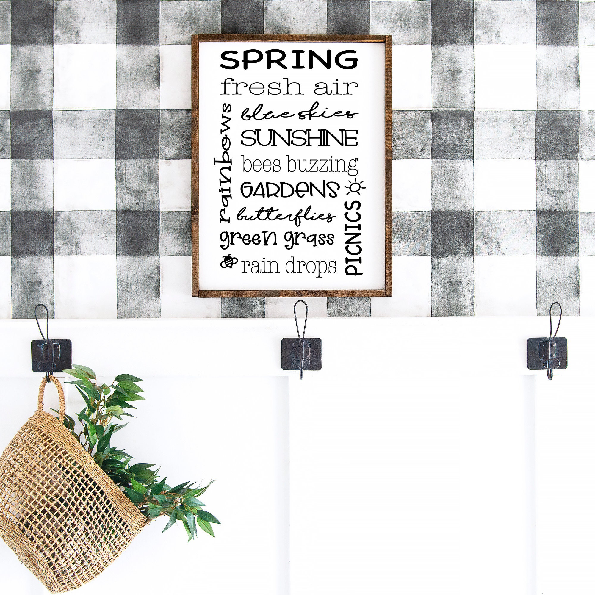 Spring Sign Subway Art Hello Spring Sign Rustic Easter Decor | Etsy