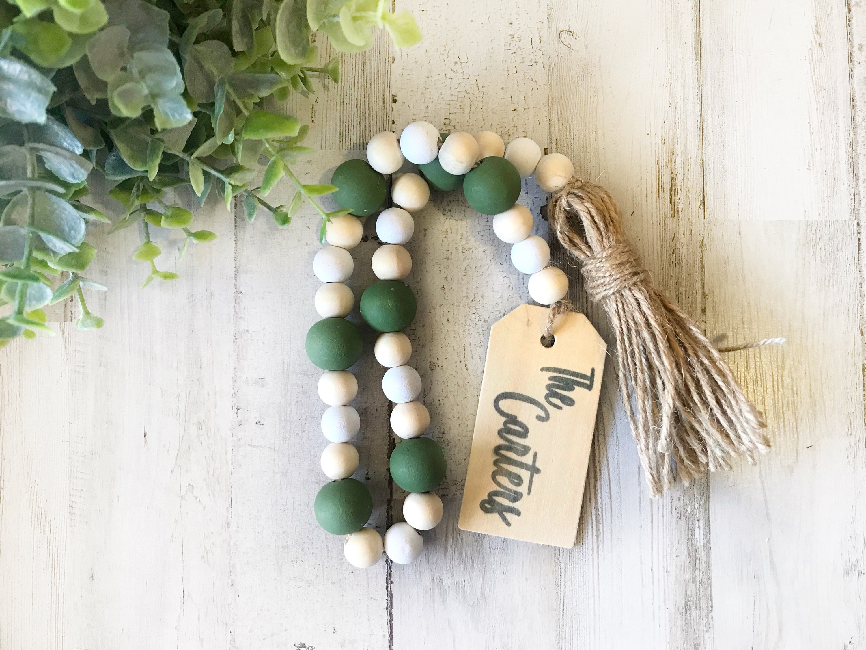 Custom Garland Wood Bead Garland Farmhouse Beads Last Name - Etsy