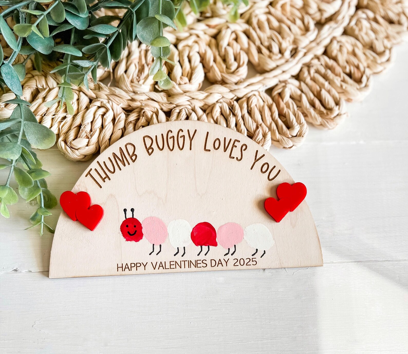 DIY Thumb Buggy Loves You Wood Sign, Valentines Day Gift From Kids ...
