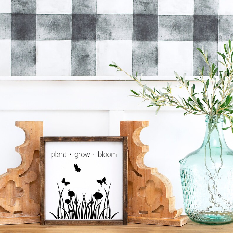 Plant Grow Bloom Spring Sign Butterfly Flower Wall Art - Etsy