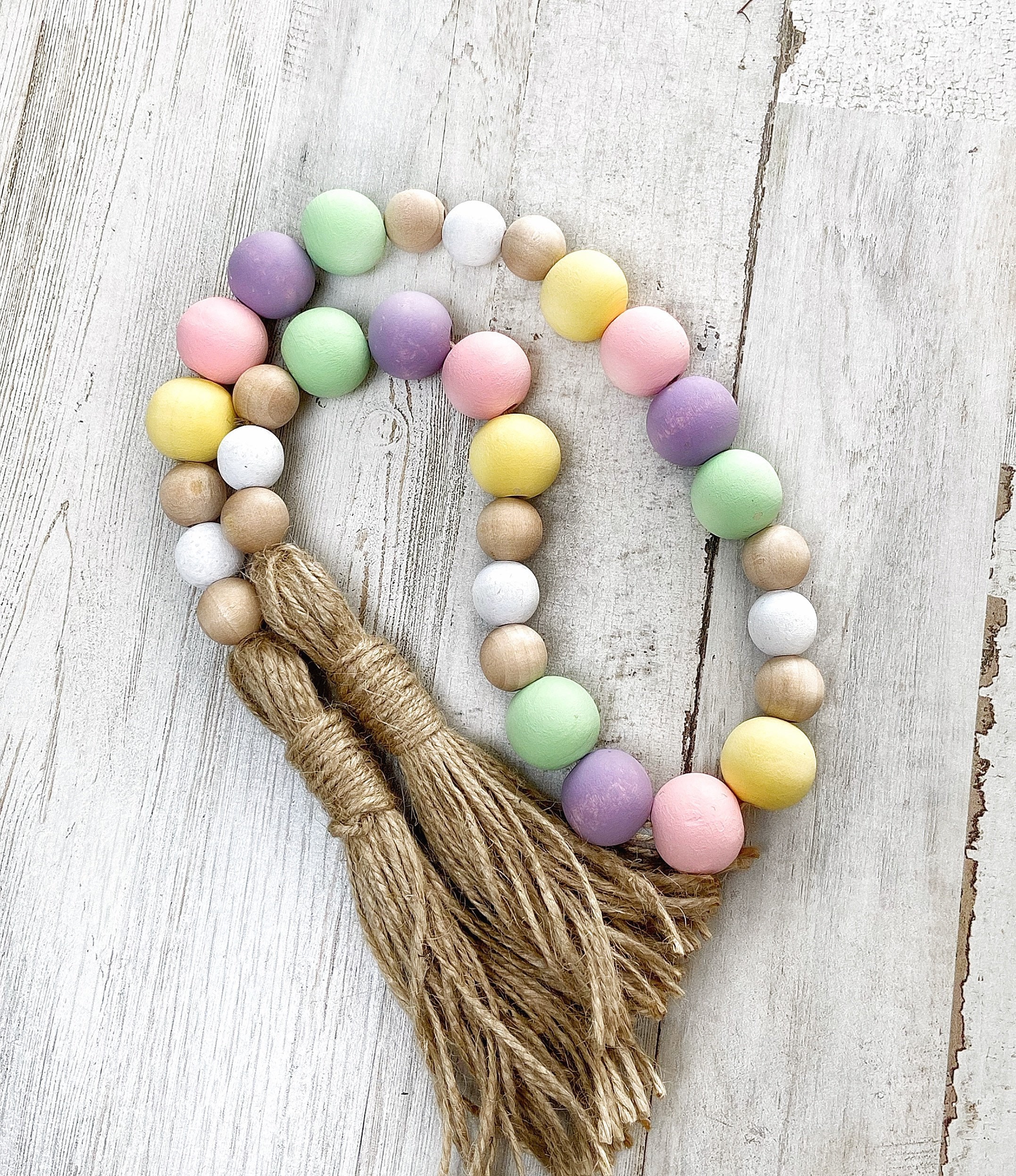 Spring Wood Bead Garland Farmhouse Beads Tiered Tray Decor | Etsy