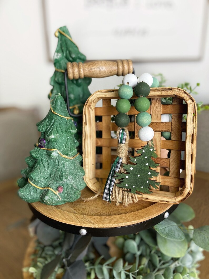 Mini Christmas Tree Christmas Garland Green Bead Garland - Etsy