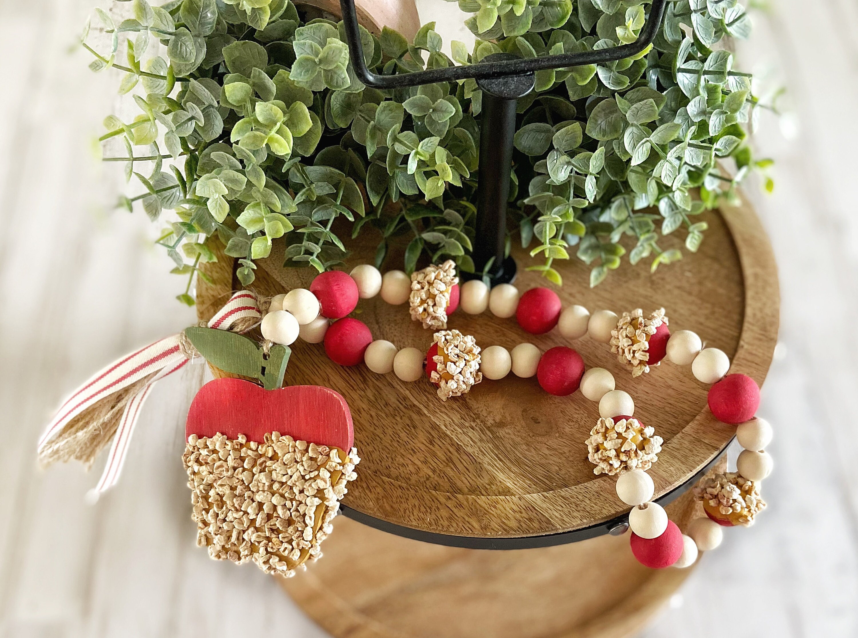 Caramel Apple Fall Garland Farmhouse Wooden Bead Garland | Etsy