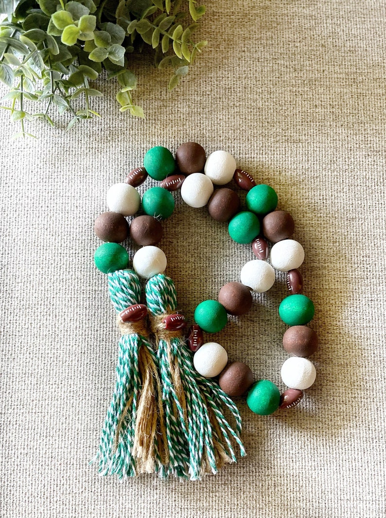 Football Wooden Bead Garland Beaded Garland Fall Garland - Etsy