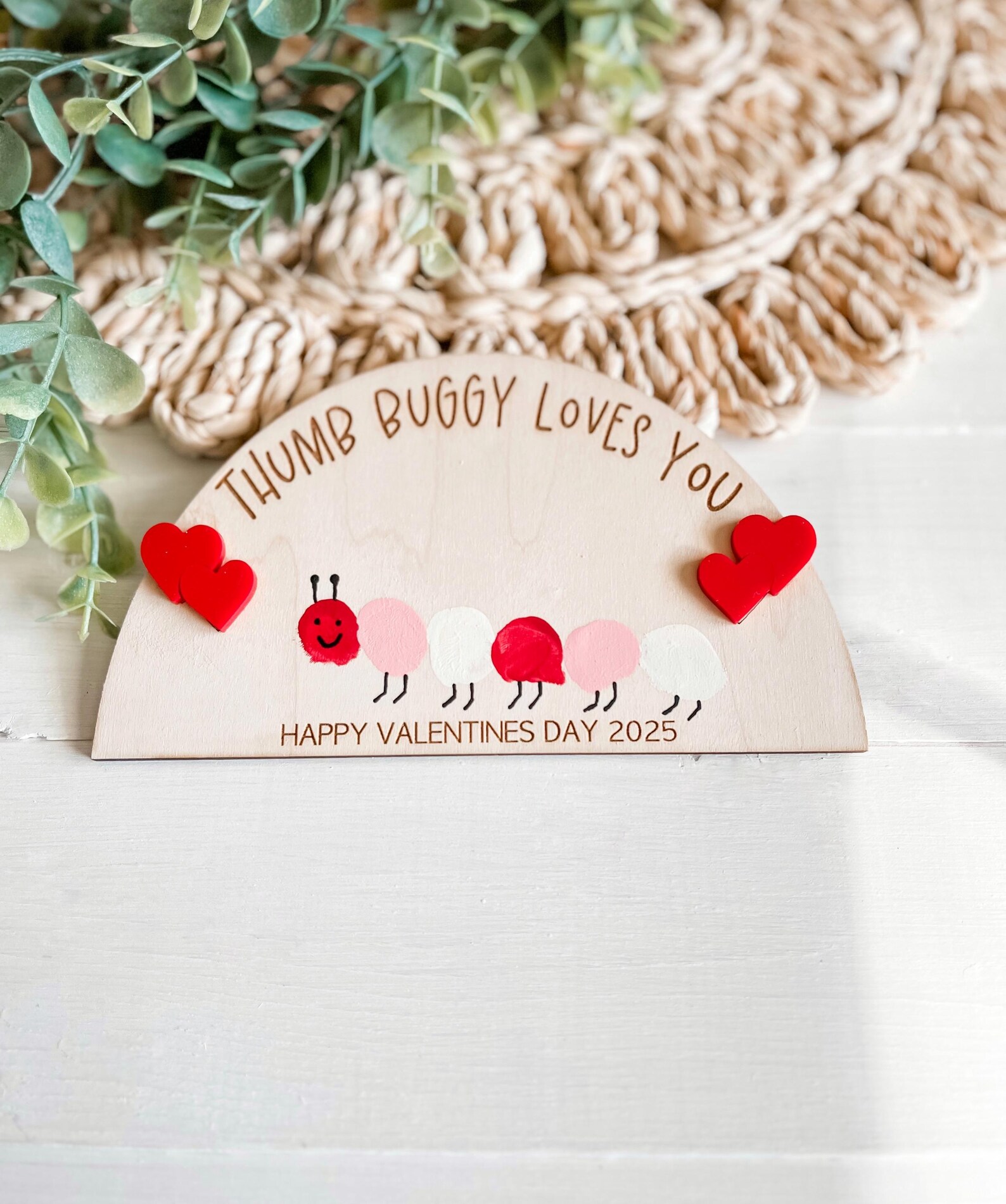 DIY Thumb Buggy Loves You Wood Sign, Valentines Day Gift From Kids ...