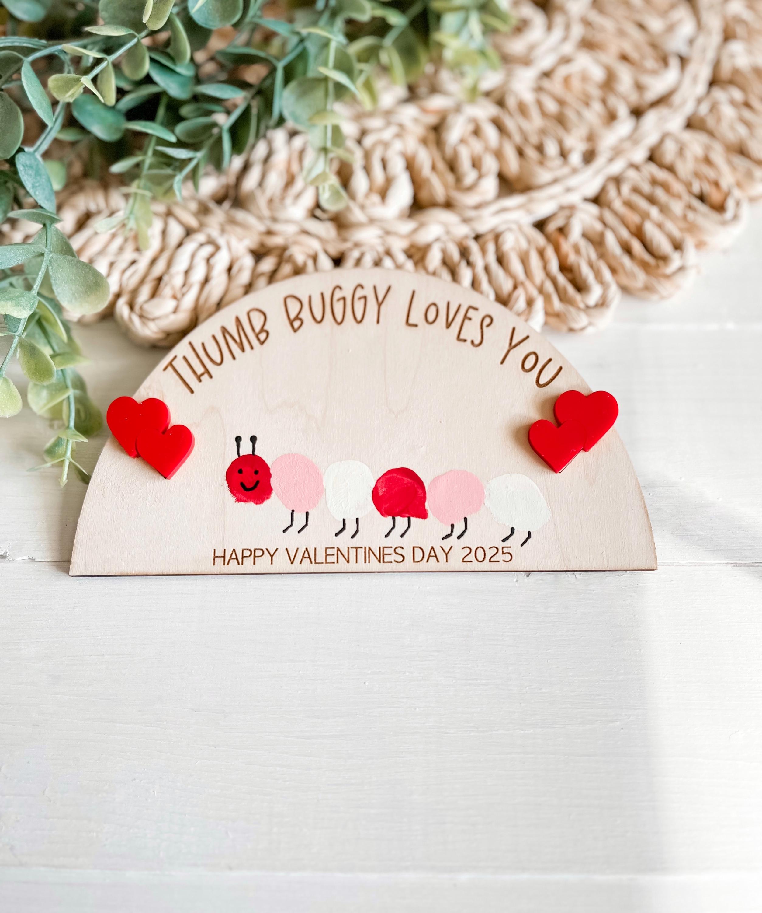 DIY Thumb Buggy Loves You Wood Sign, Valentines Day Gift From Kids ...