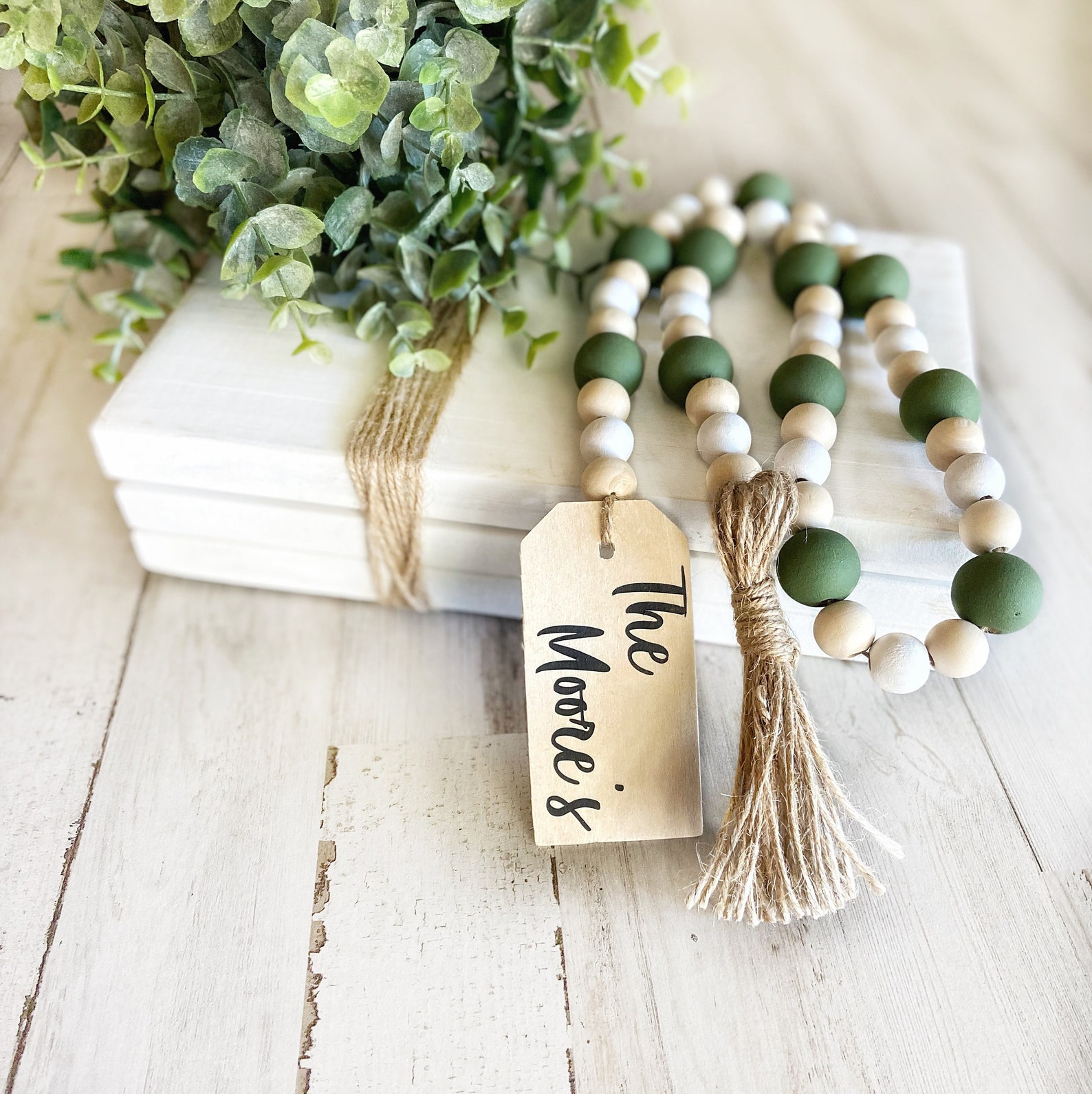 Custom Garland Wood Bead Garland Farmhouse Beads Last Name - Etsy