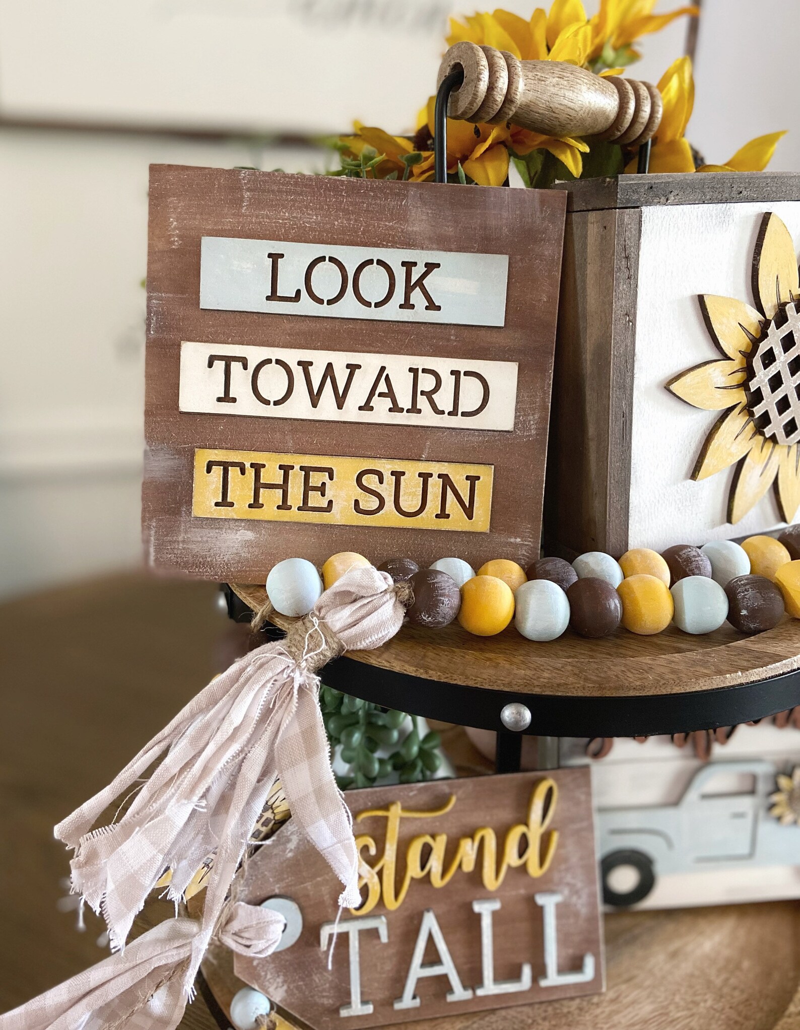 Sunflower Wooden Bead Garland Fall Beaded Garland Sunflower - Etsy