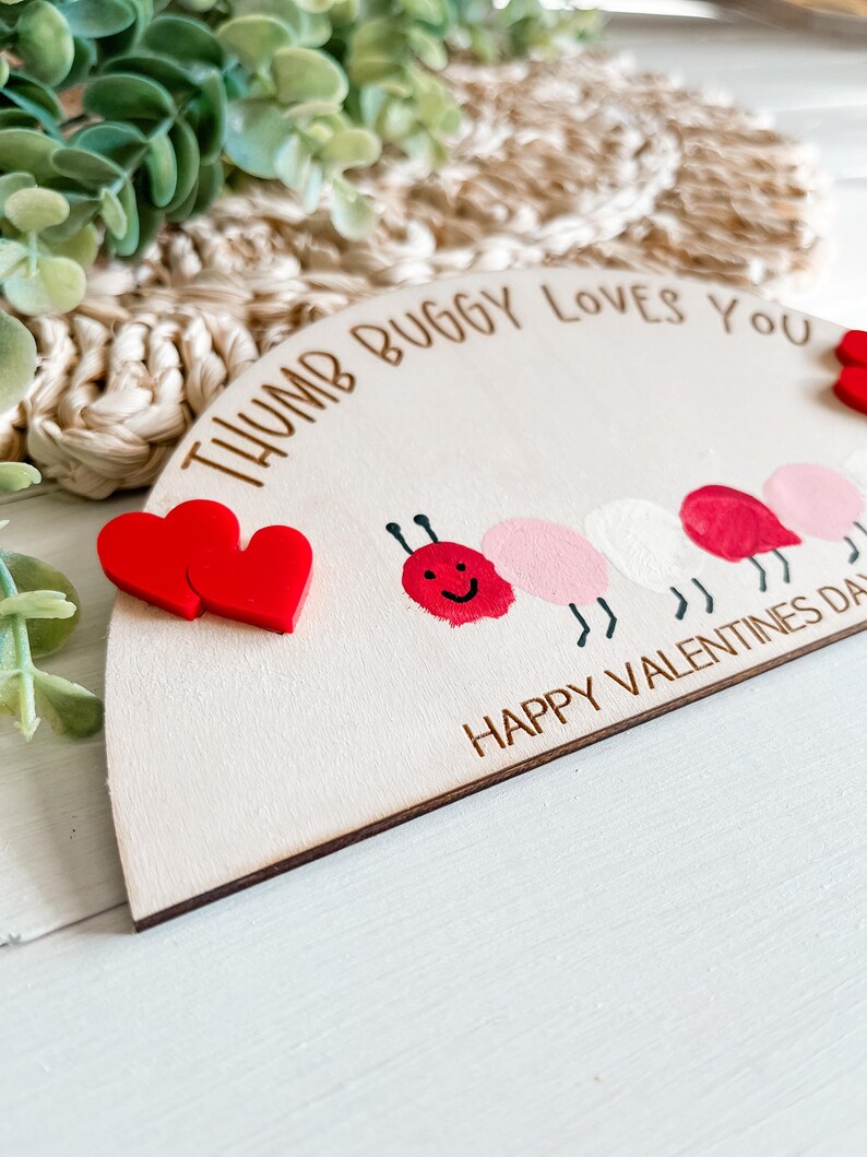 DIY Thumb Buggy Loves You Wood Sign, Valentines Day Gift From Kids ...