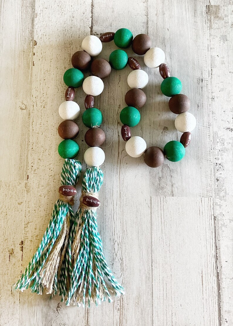 Football Wooden Bead Garland Beaded Garland Fall Garland - Etsy