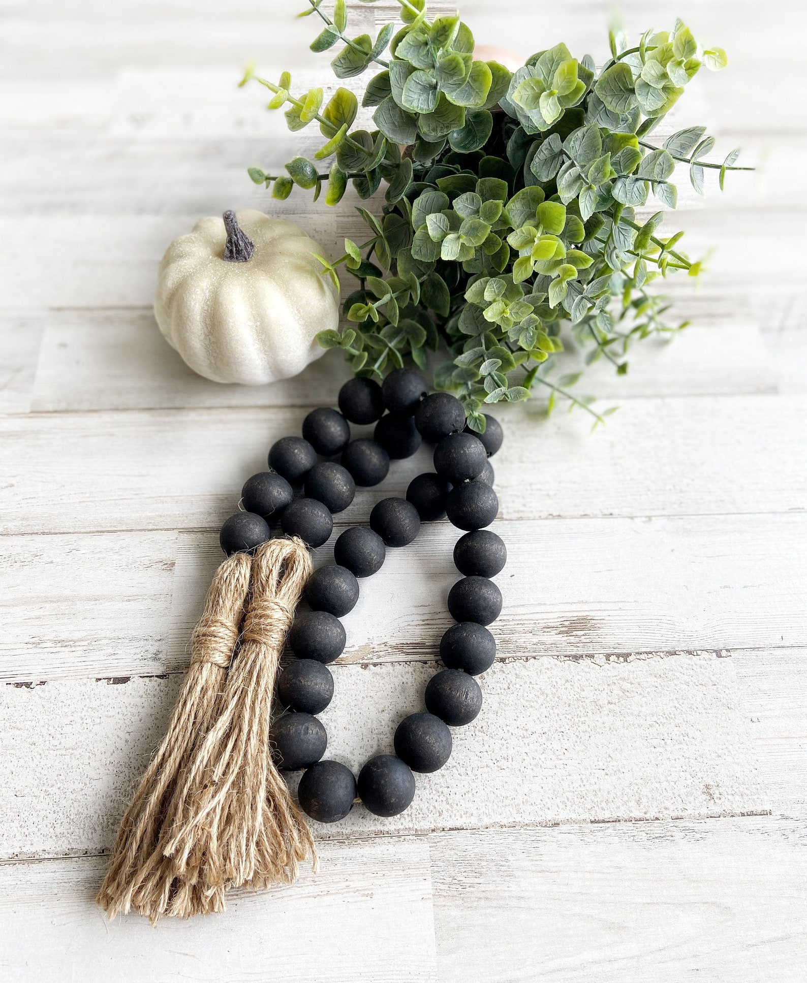 Rustic Garland Wood Bead Decor Wood Bead Garland Farmhouse | Etsy