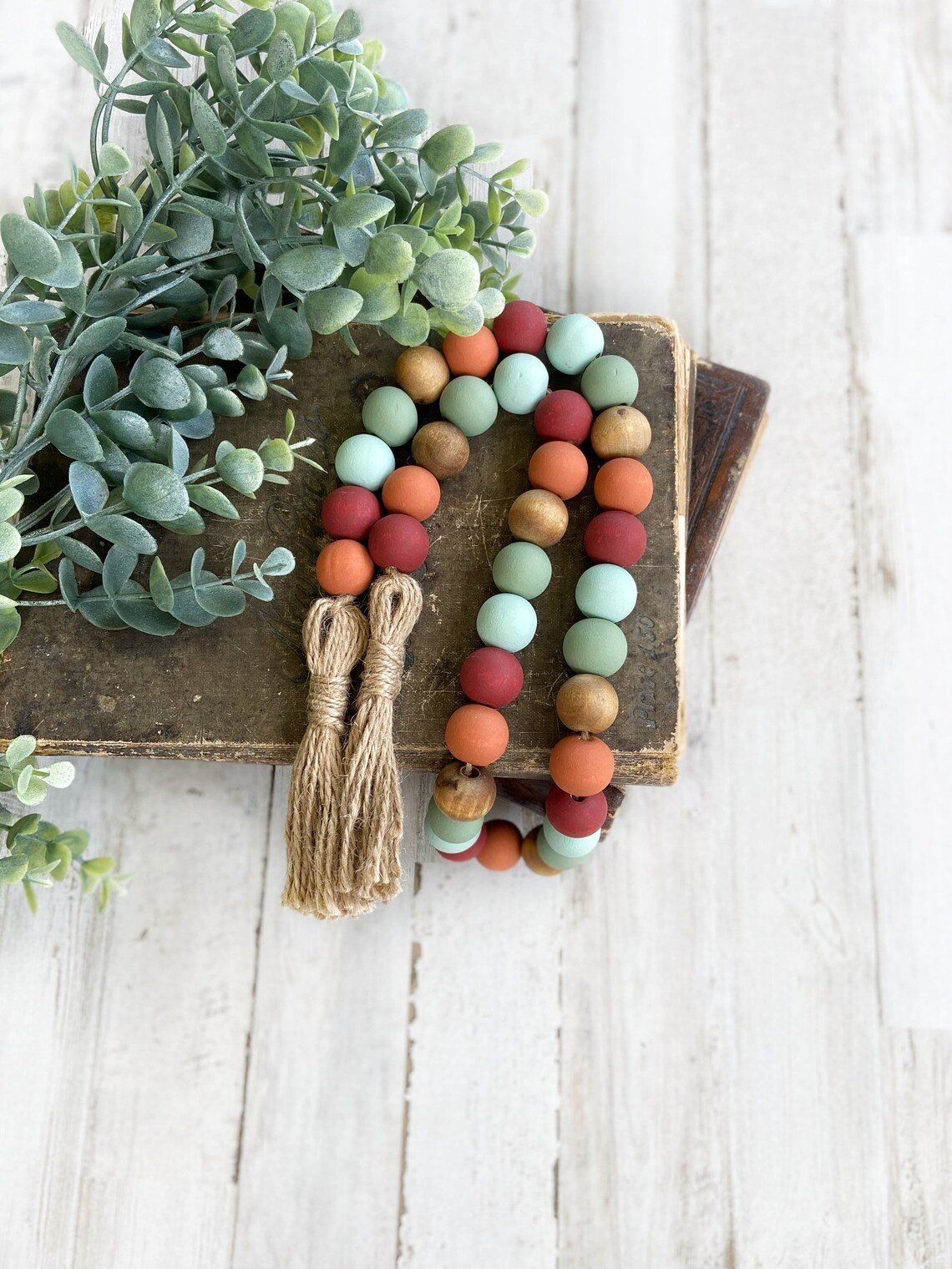 Earth Toned Fall Garland Wooden Bead Garland Coffee Table - Etsy