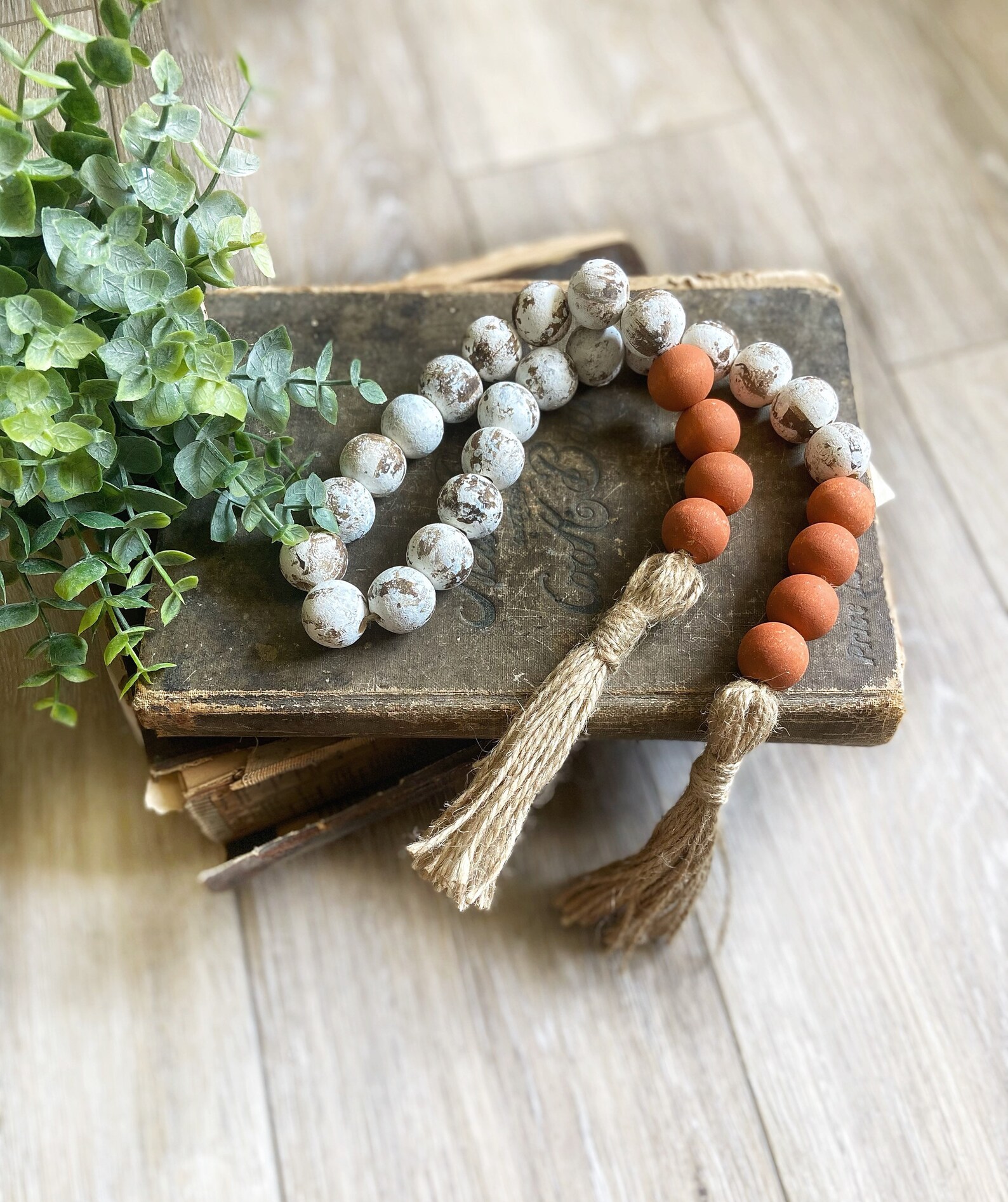 Fall Wood Bead Garland, Autumn Wooden Bead Garland, Farmhouse Beads ...