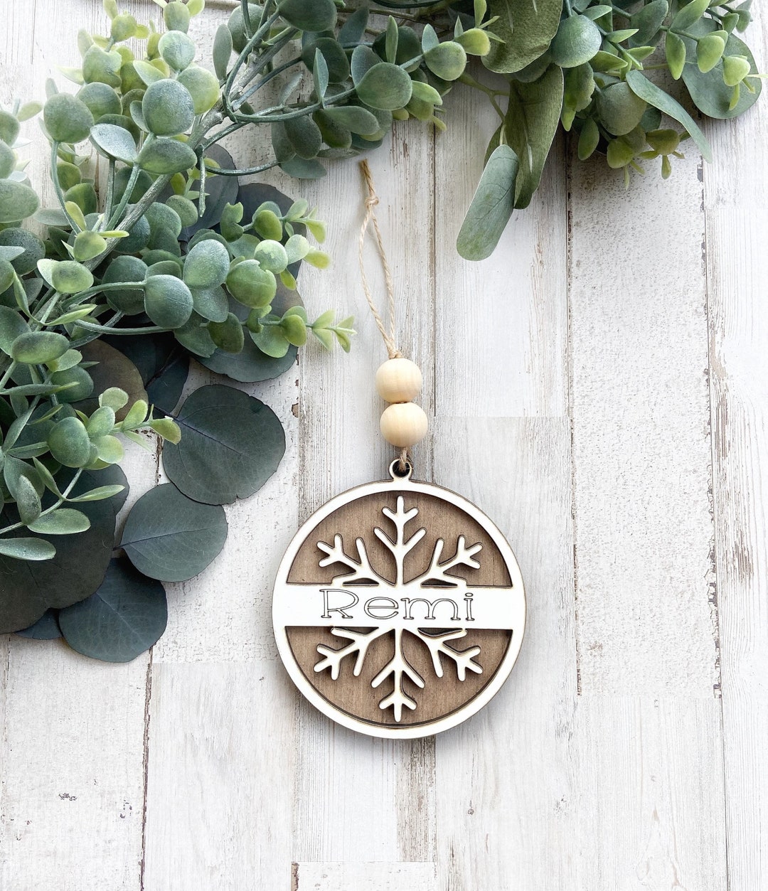 Personalized Wooden Snowflake Christmas Ornament, Scandinavian ...