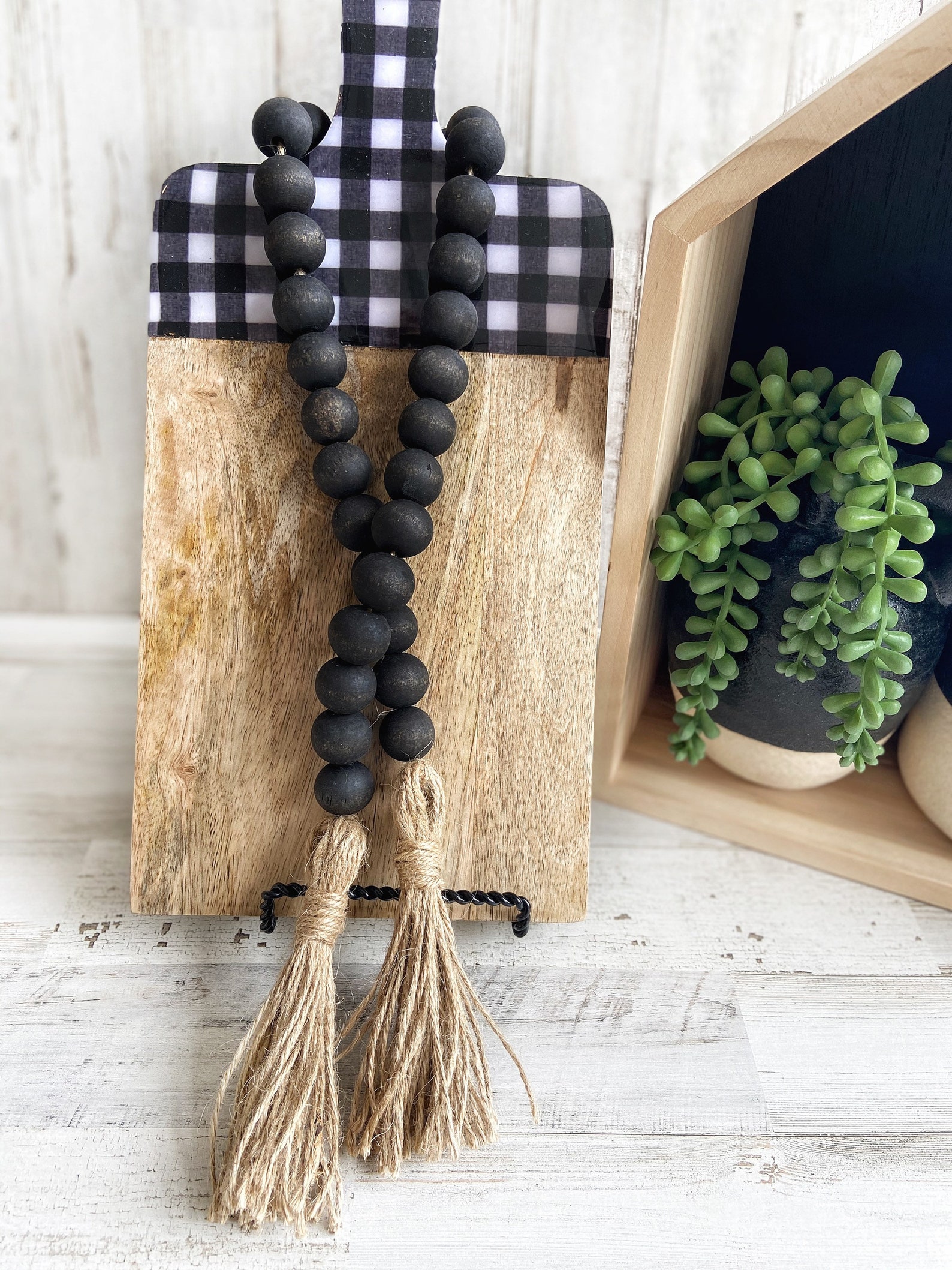 Rustic Garland Wood Bead Decor, Wood Bead Garland, Farmhouse Beads ...