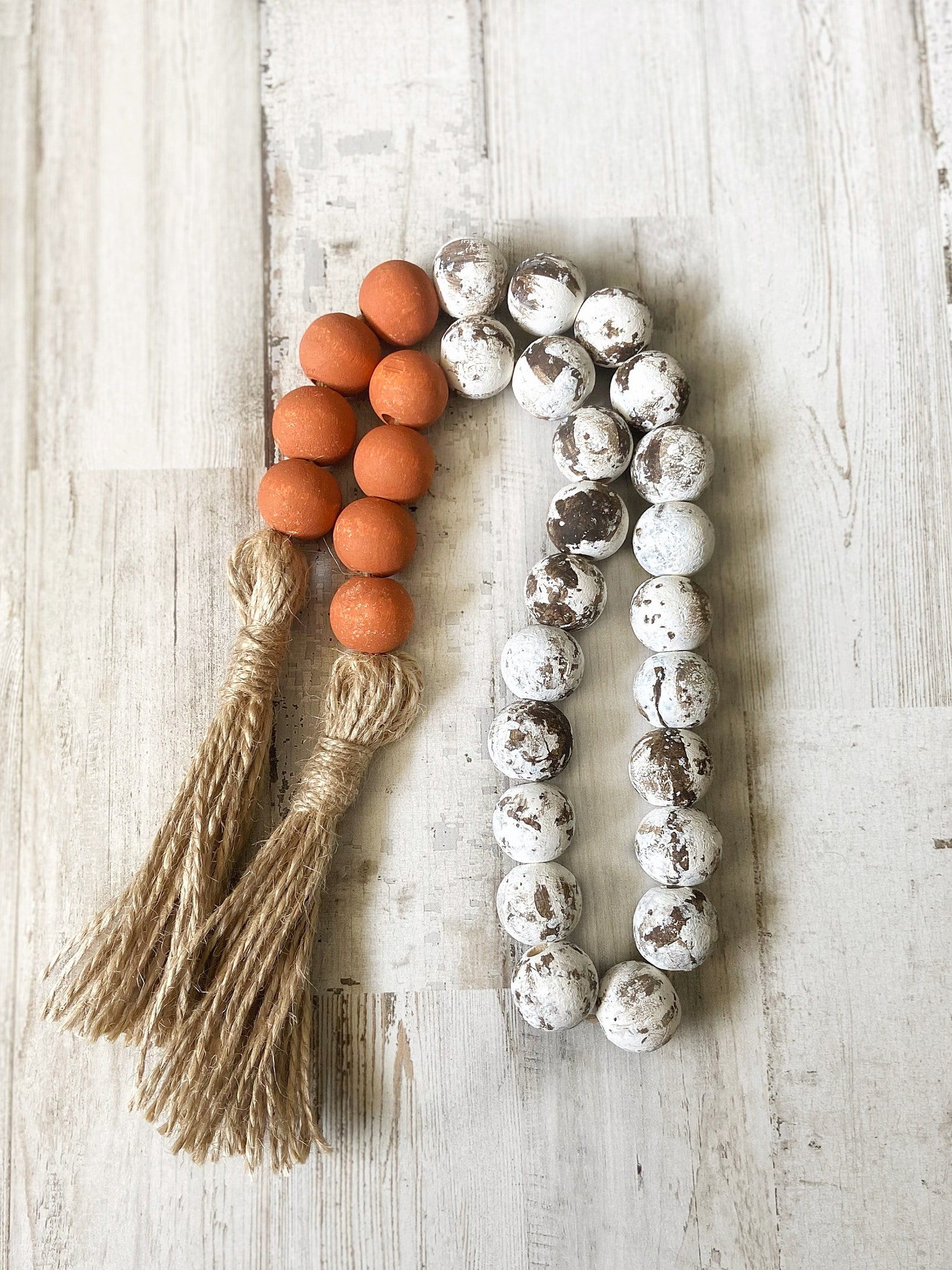 Fall Wood Bead Garland, Autumn Wooden Bead Garland, Farmhouse Beads ...