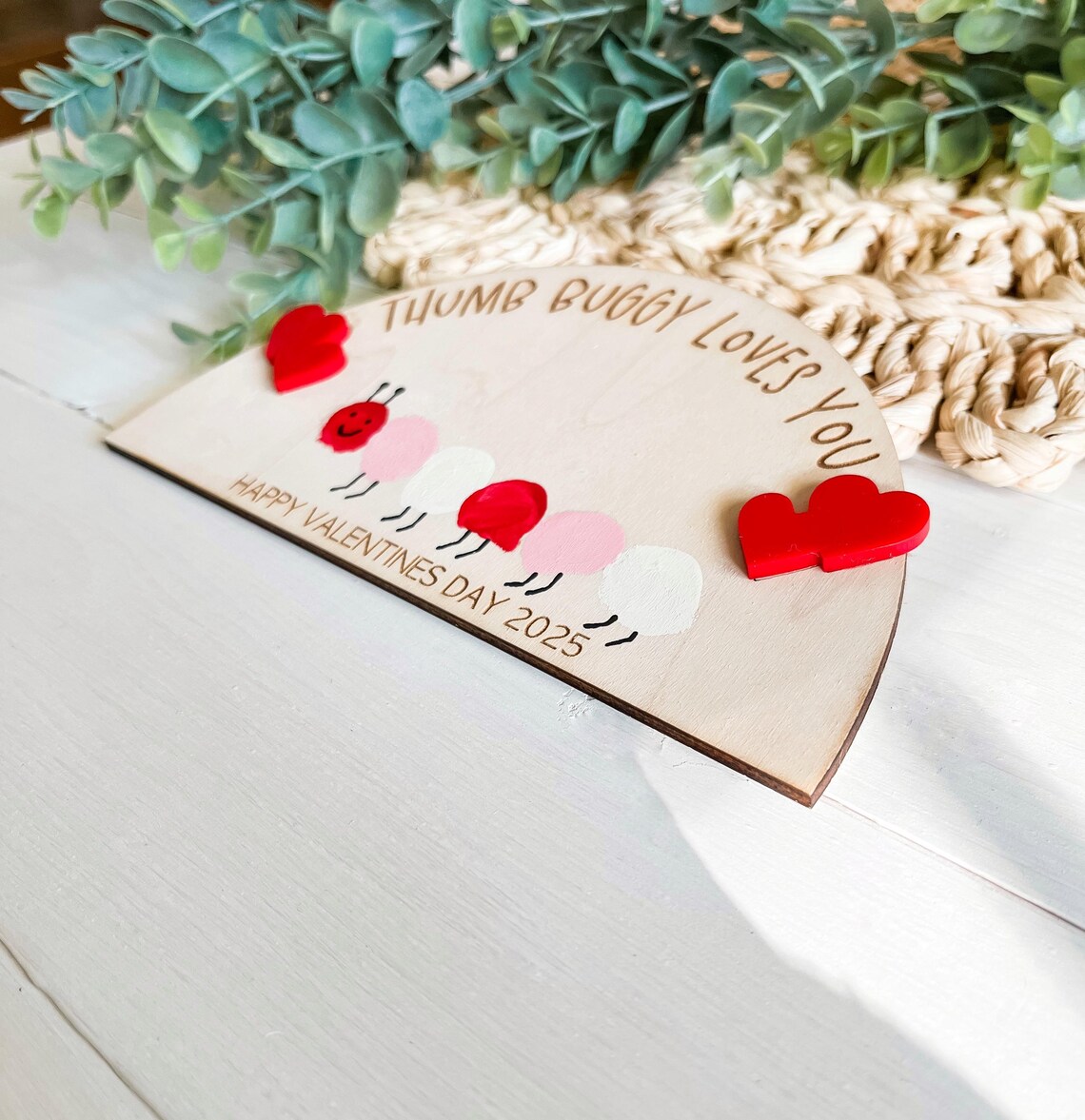 DIY Thumb Buggy Loves You Wood Sign, Valentines Day Gift From Kids ...