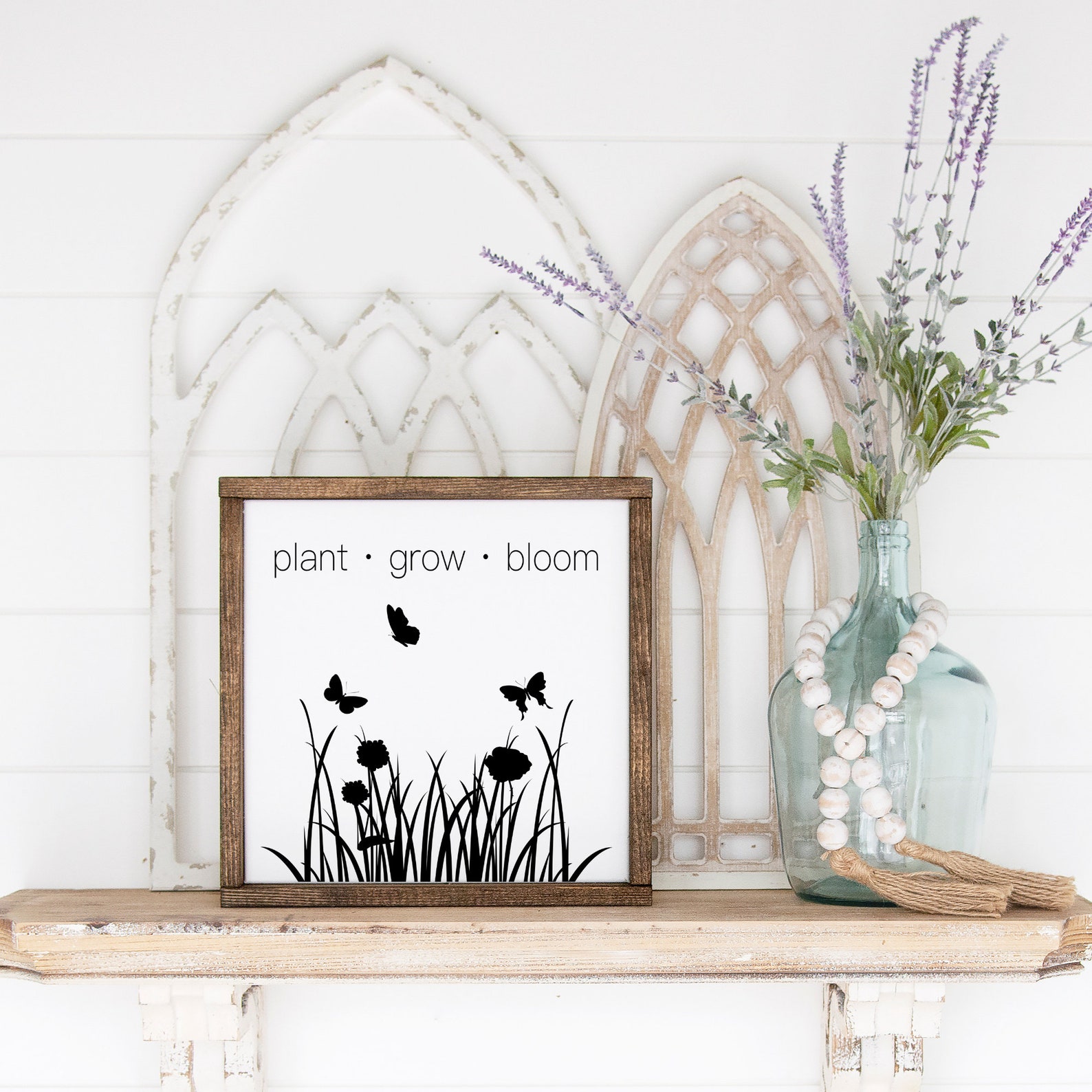 Plant Grow Bloom Spring Sign Butterfly Flower Wall Art - Etsy