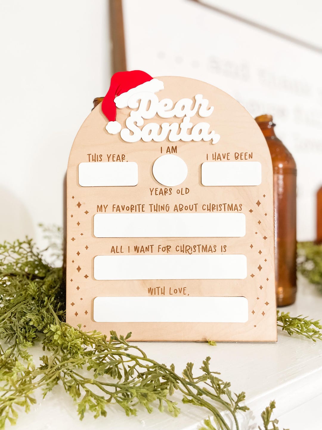 Dear Santa Letter Christmas Sign, Reusable Dry Erase Sign, Kids Letter ...