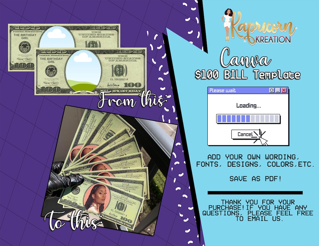 Canva Hundred Dollar Bill Money Template Canva Fake Money Template ...