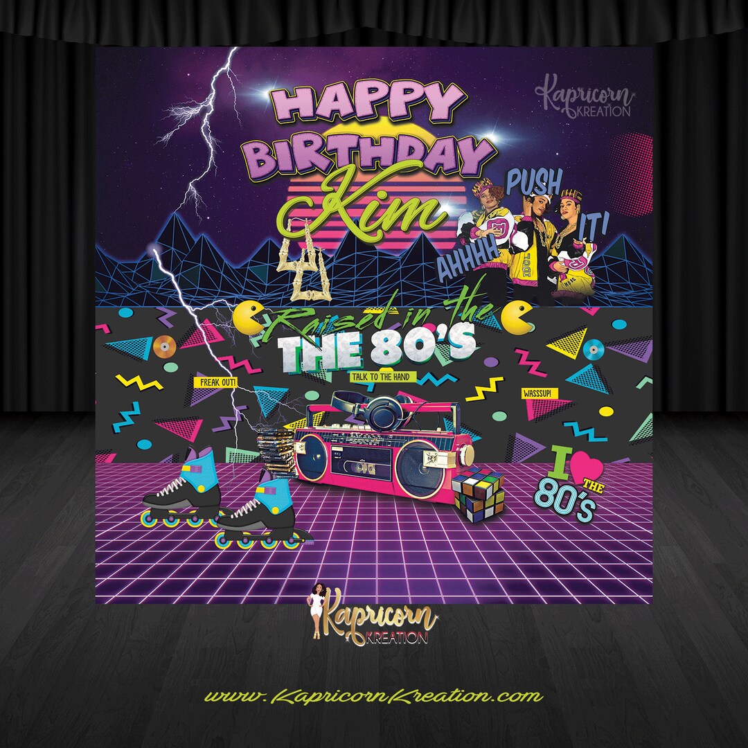 80s Theme Backdrop 80s Skate Party Backdrop Personalized Backdrop Hip ...