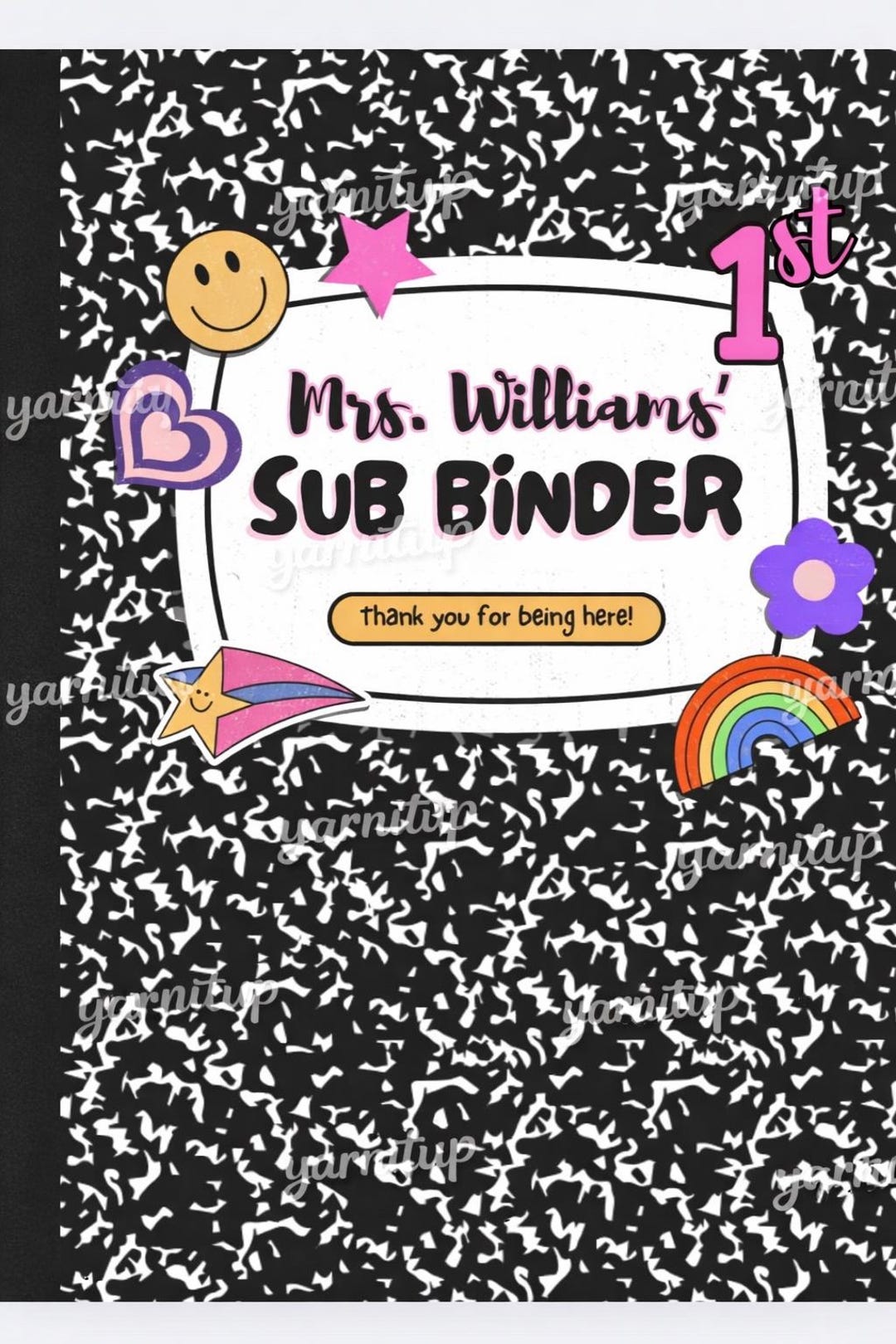 Editable Composition Book Themed Substitute Binder - Etsy