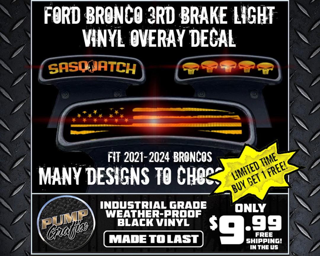 2021-2024 Ford Bronco 3rd Brake Light Cover Overlay Decals Free ...