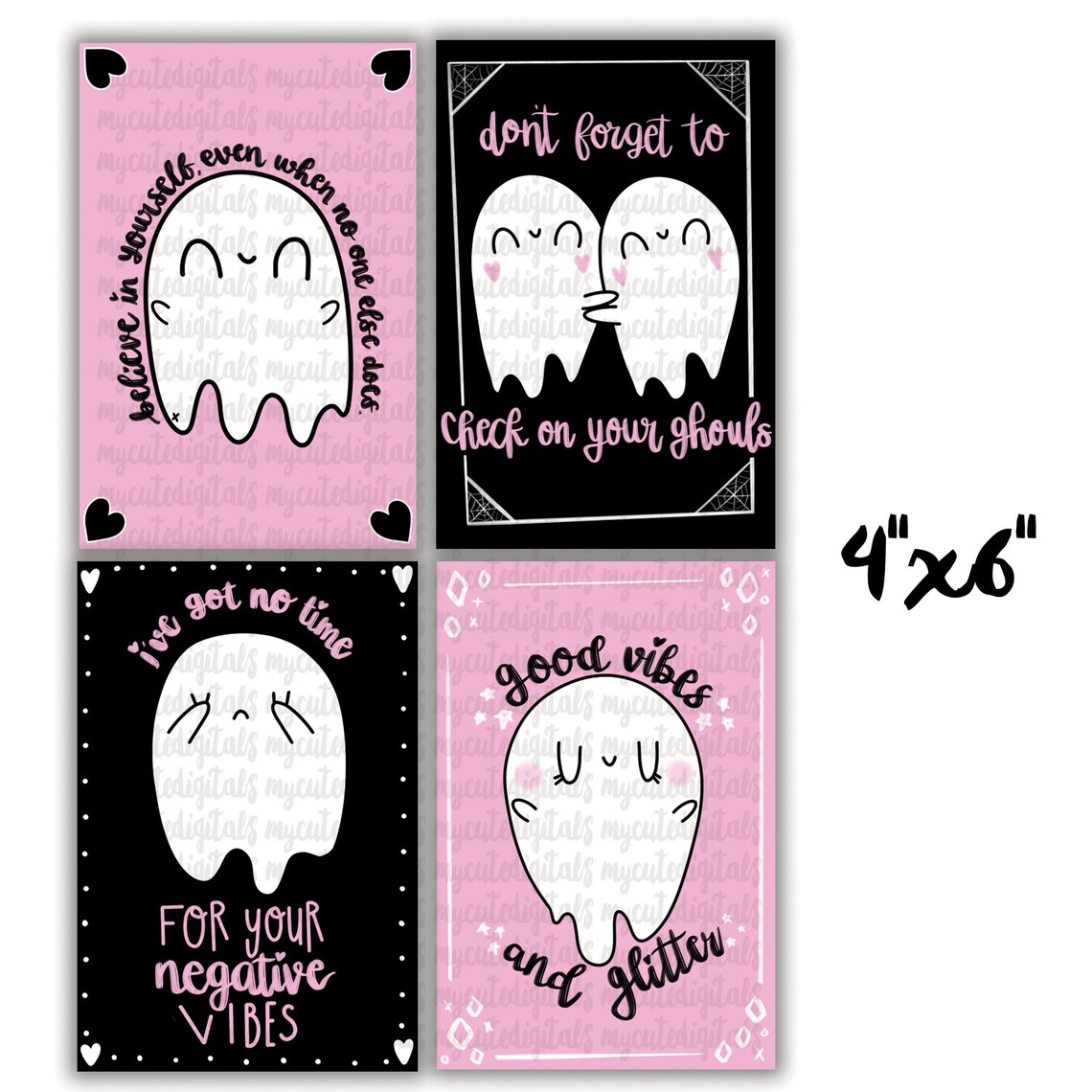Instant Download - Spooky Cute Ghost Quote Cards, Digital Pack, Ghost ...
