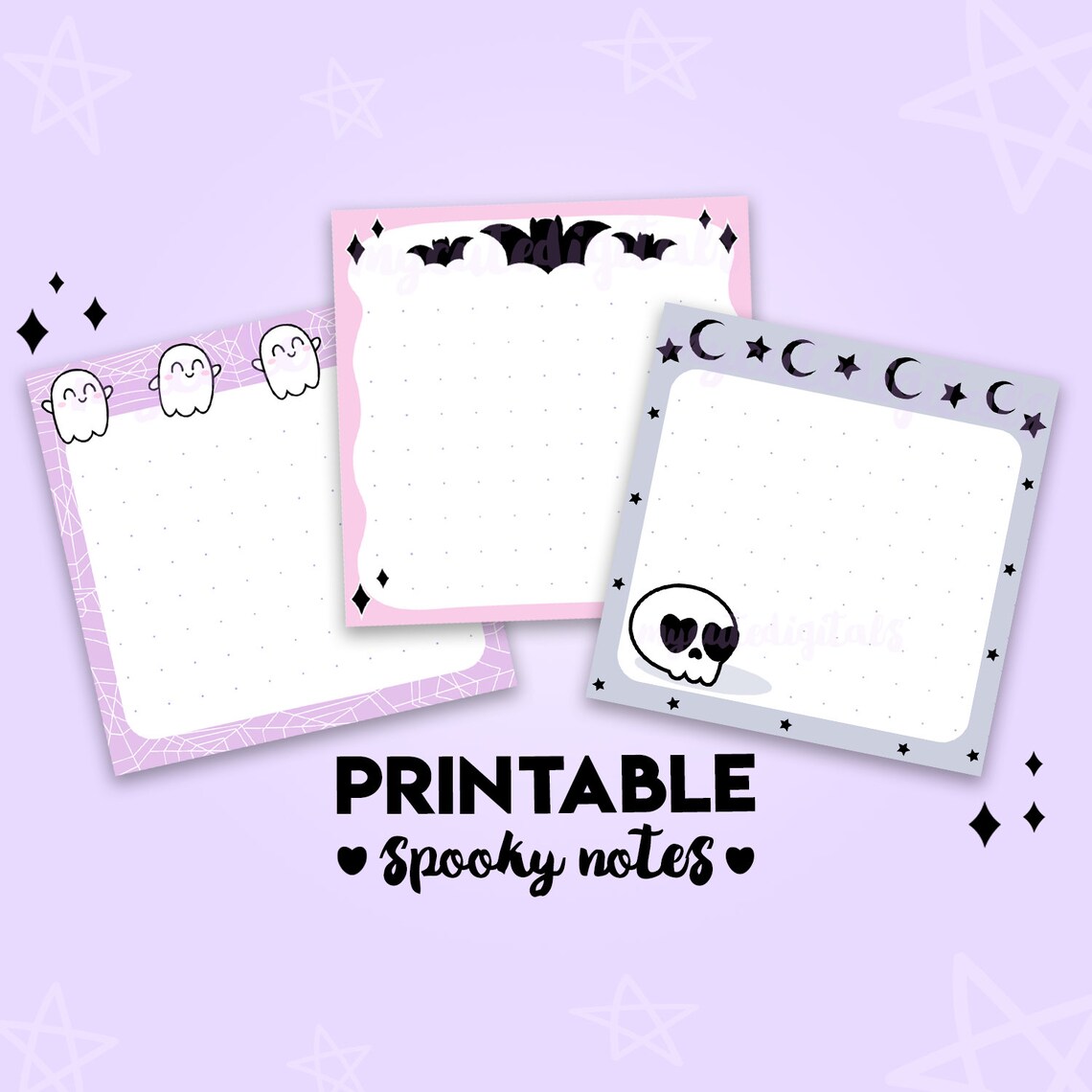 Instant Download - Printable Spooky Notes, Digital Dot Grid Notepad - Etsy