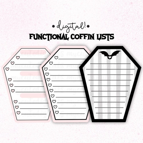 Digital Coffin to Do Lists Gothic List Printable Planner & - Etsy