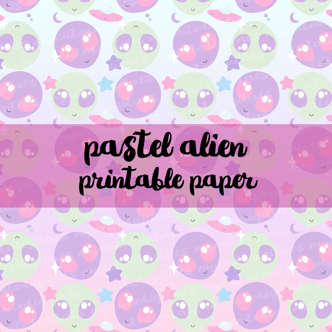 Instant Download - Pastel Alien Printable Paper, Alien Digital Vellum ...